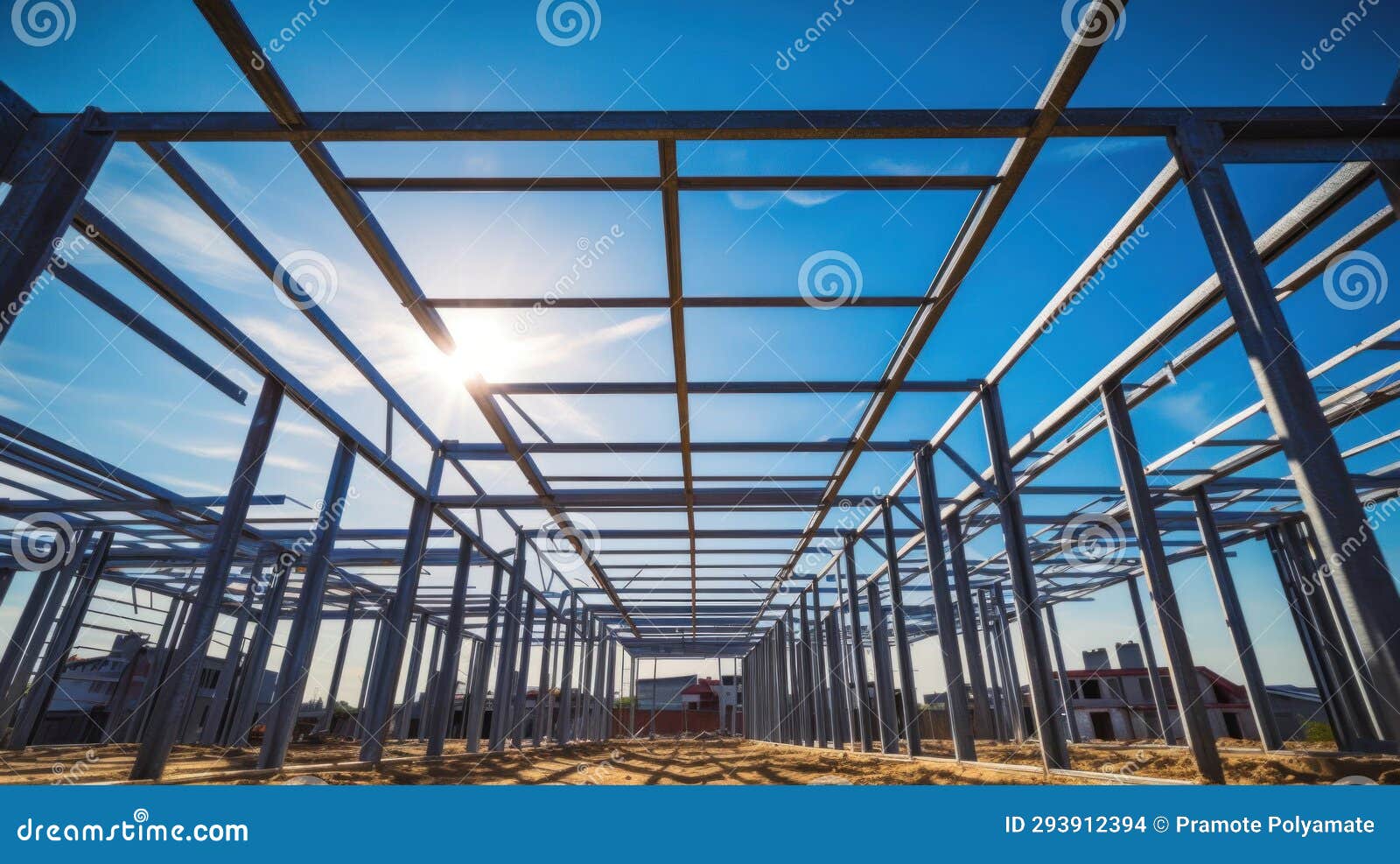 Structure of Steel for Building Under Construction in the Blue Sky ...