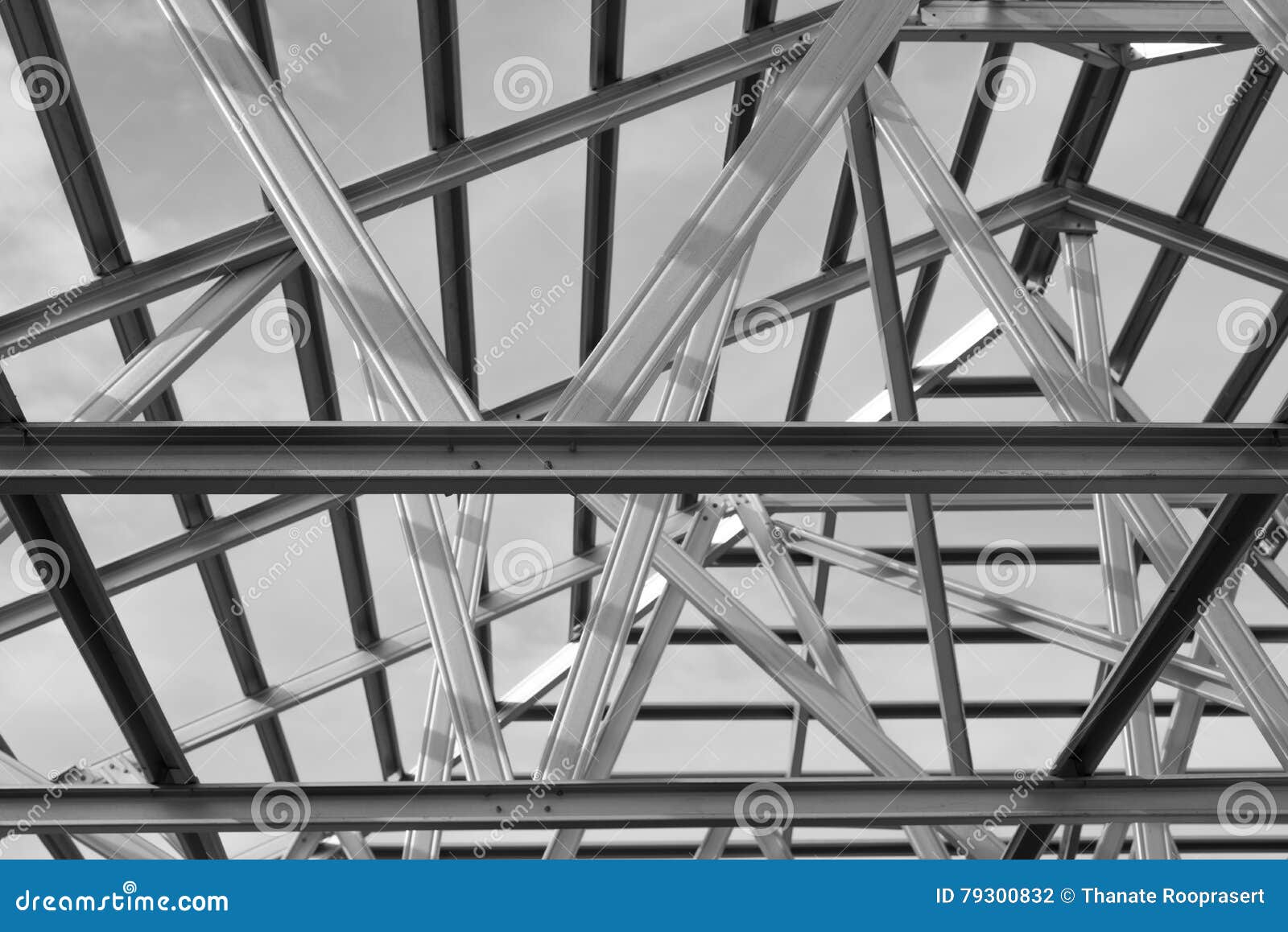 Structure of steel roof. stock photo. Image of building - 79300832