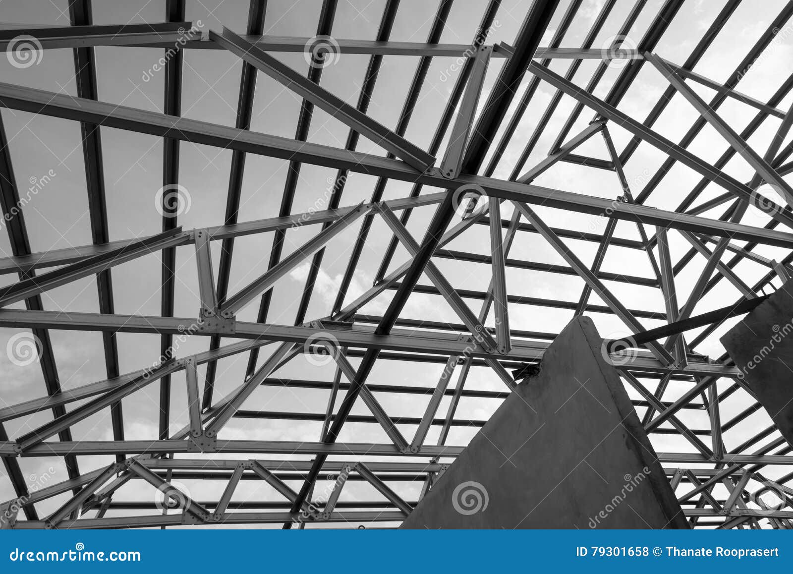 Structure of steel roof. stock photo. Image of exterior - 79301658