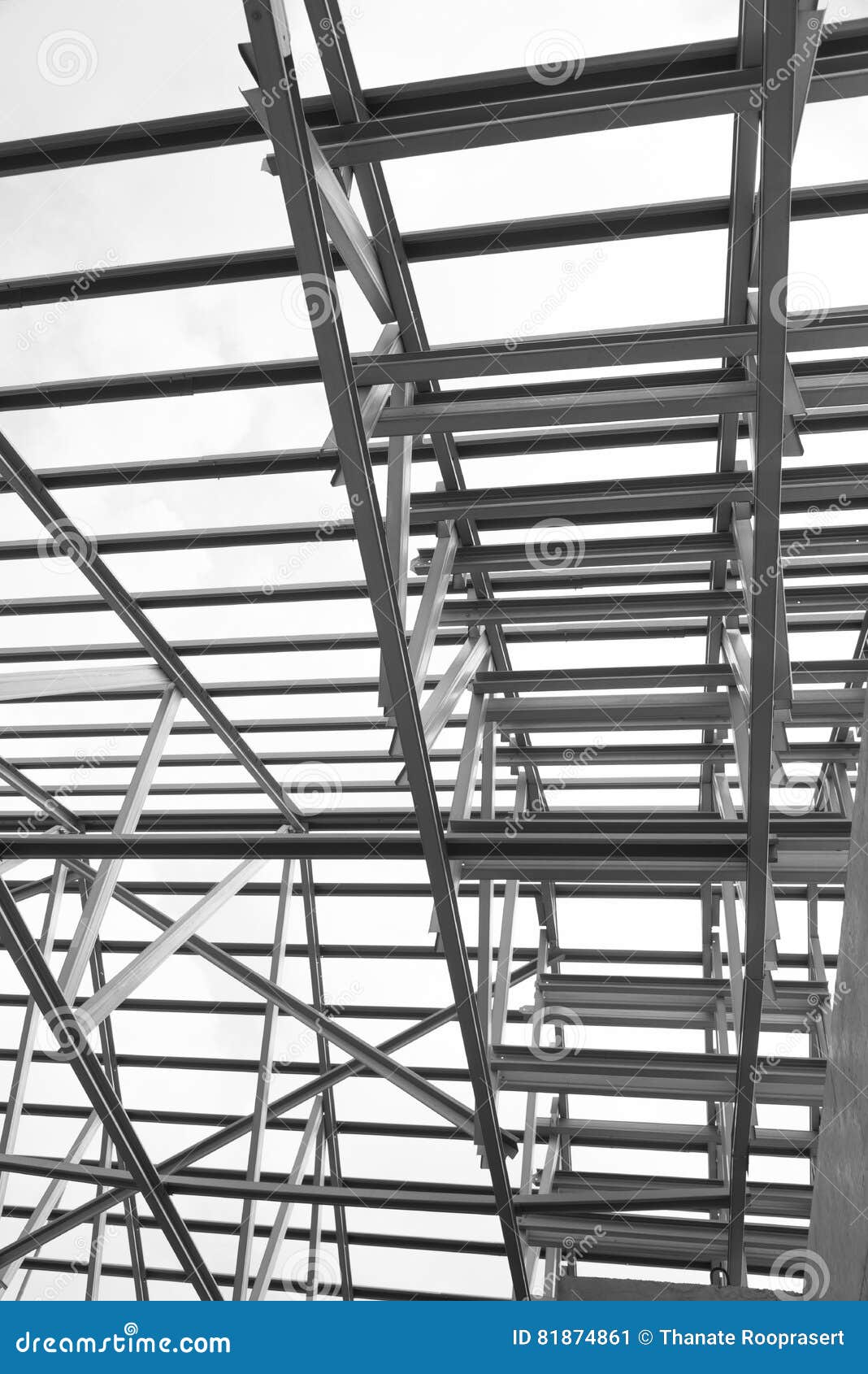 Structure of steel roof. stock image. Image of galvanized - 81874861