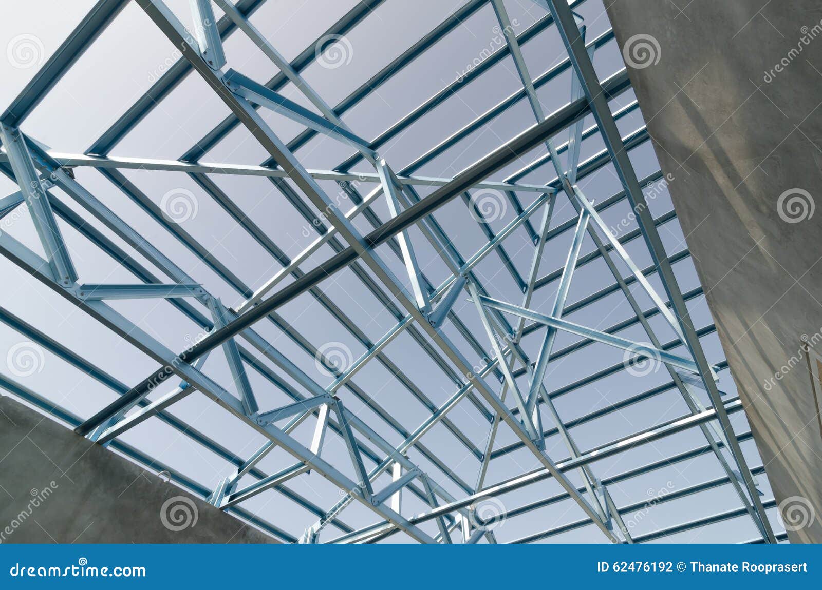 Structure of steel roof. stock photo. Image of material - 62476192