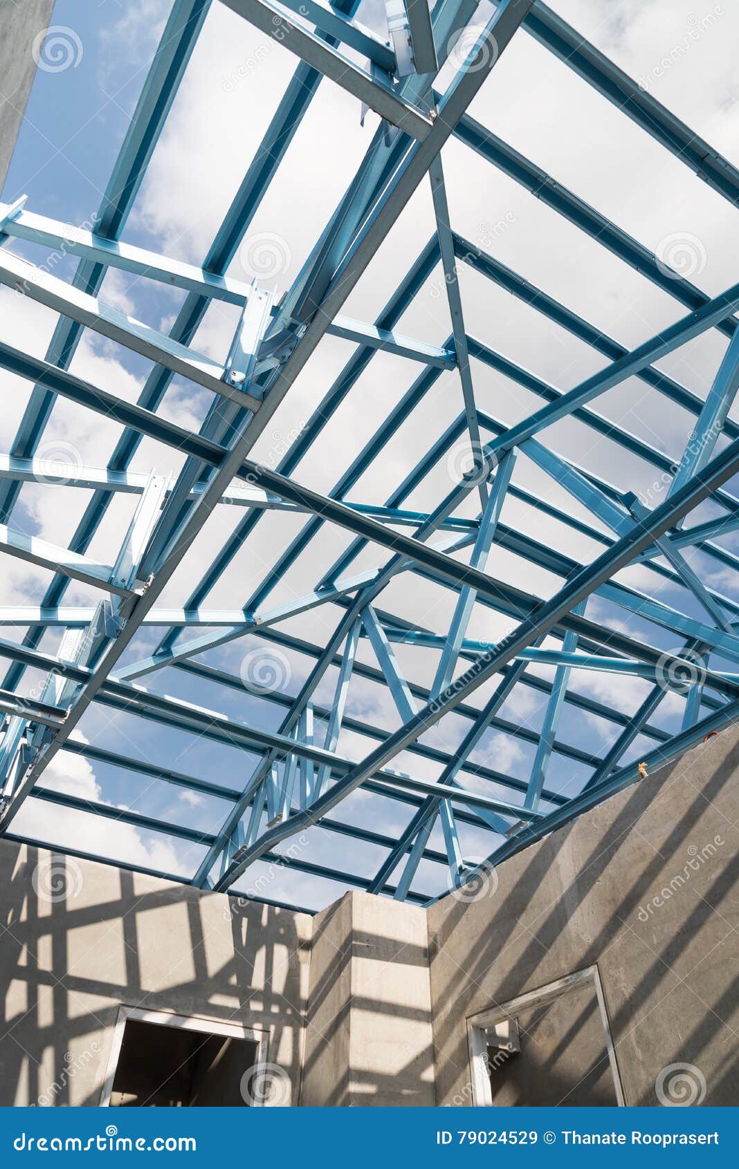 Structure of steel roof. stock image. Image of lightweight - 79024529