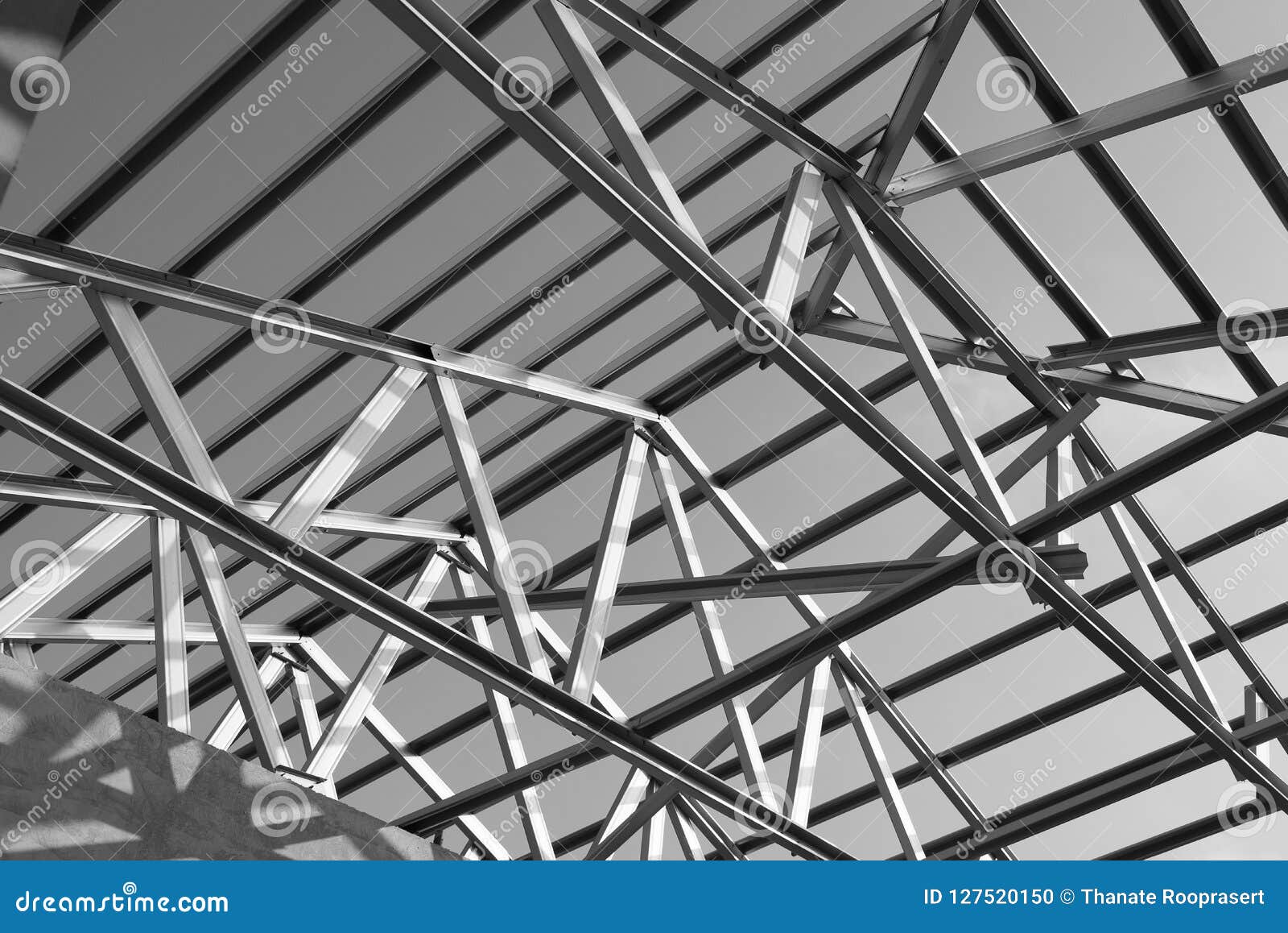 Structure of Steel Roof Frame. Stock Photo - Image of exterior ...