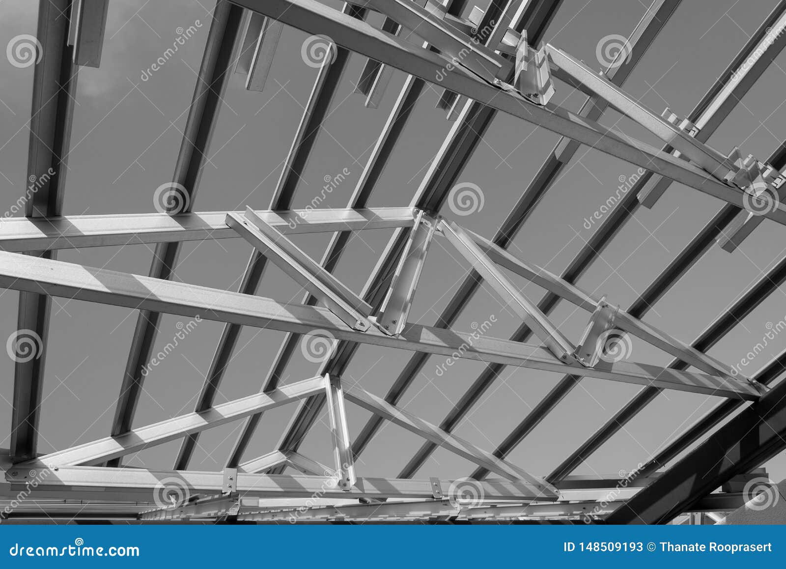 Structure of Steel Roof Frame Stock Image - Image of prefabricated ...