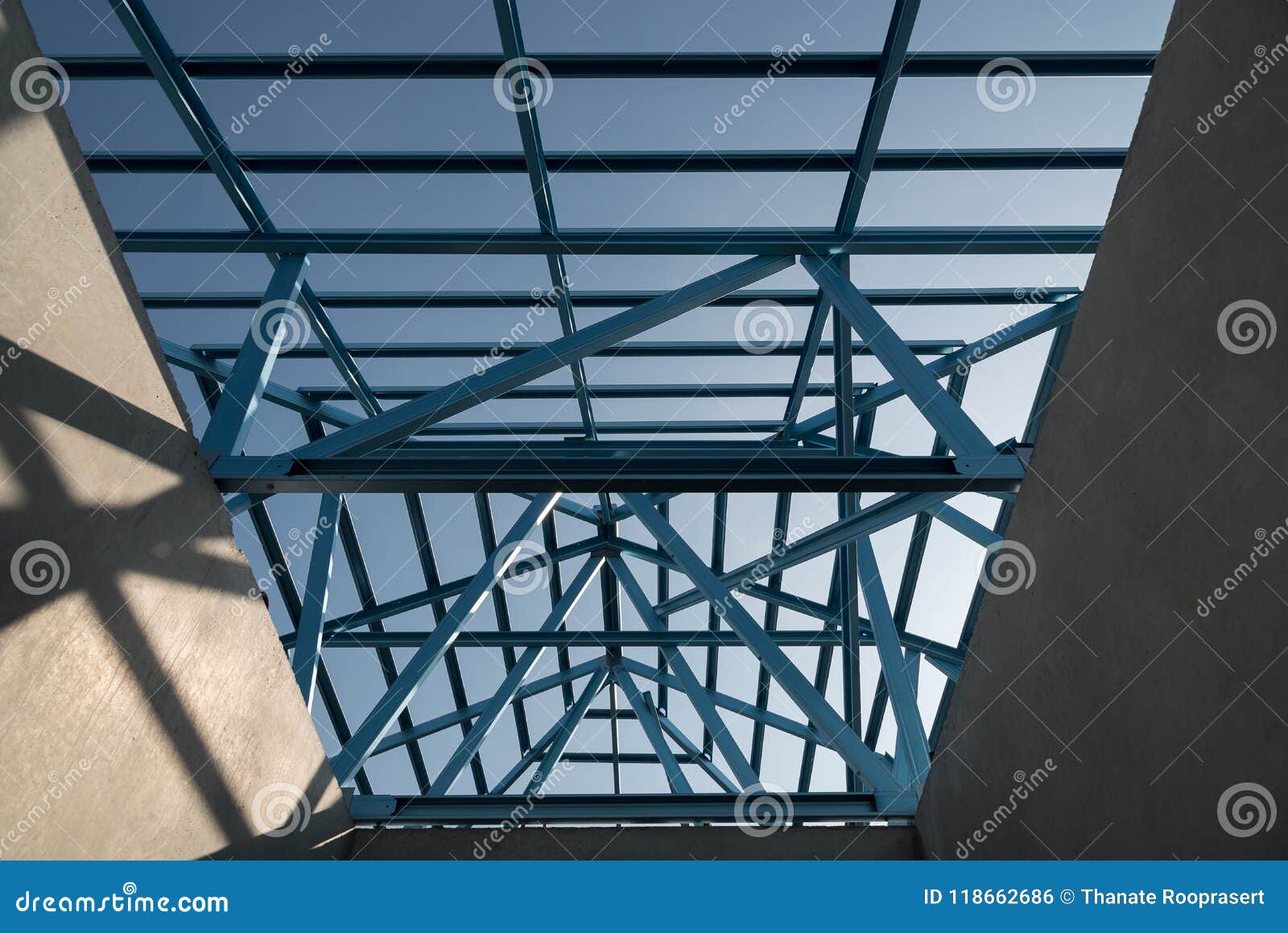 Structure of Steel Roof Frame for Building Construction. Stock Photo ...