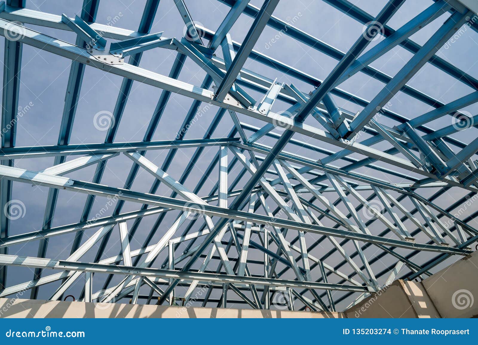 Structure of Steel Roof Frame for Building Construction Stock Photo ...