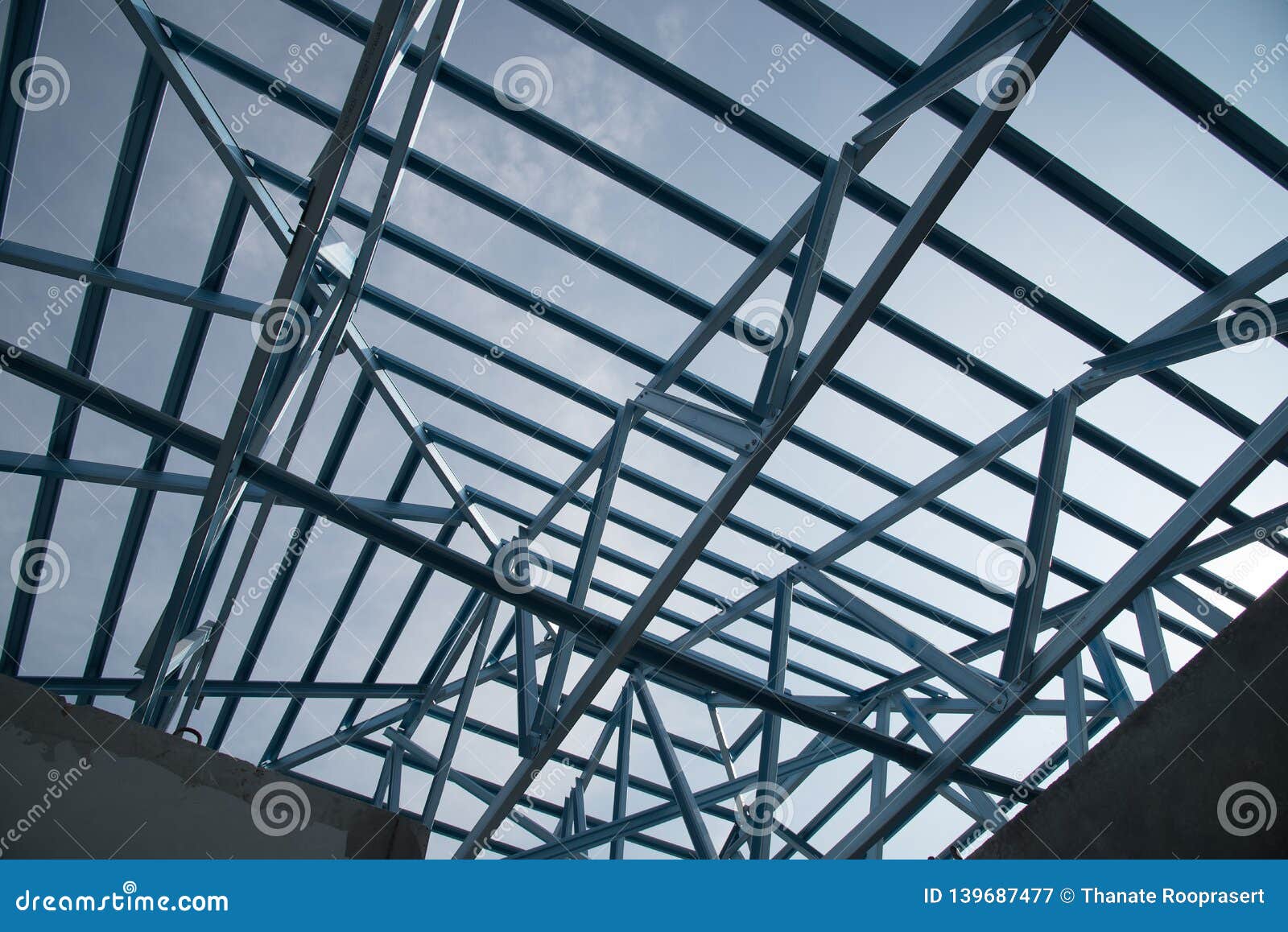 Structure of Steel Roof Frame for Building Construction Stock Image ...