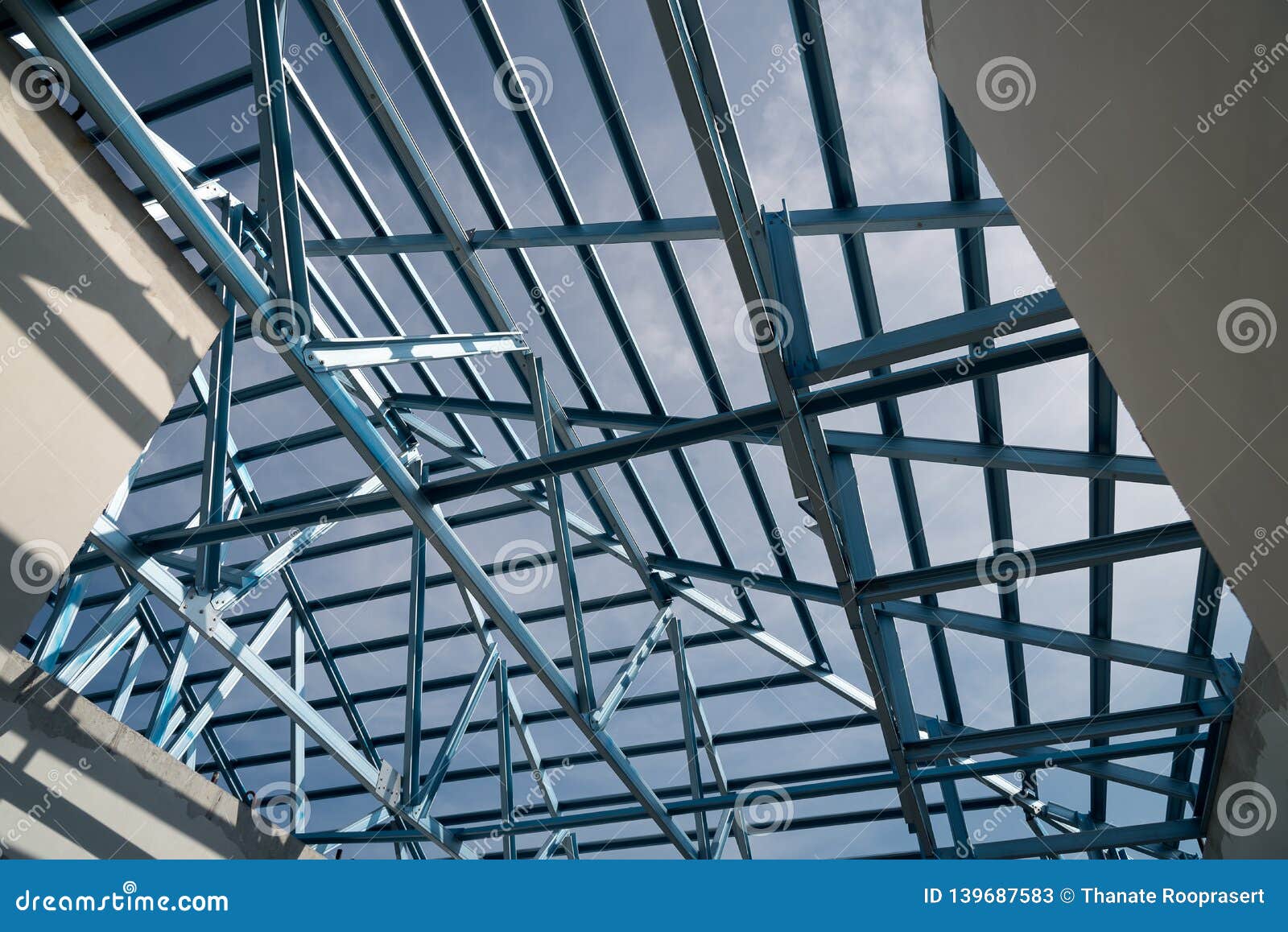 Structure of Steel Roof Frame for Building Construction Stock Image ...