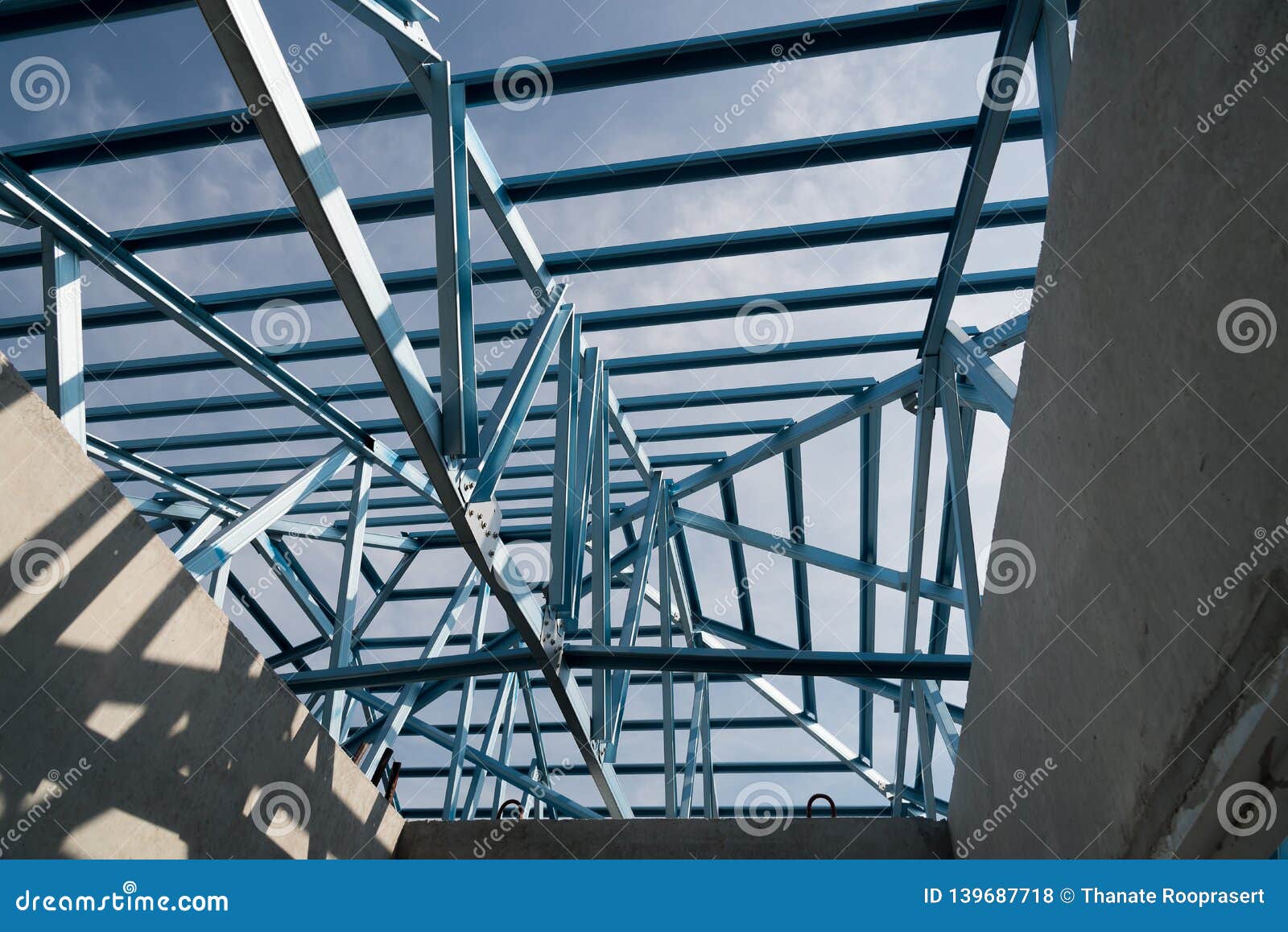 Structure of Steel Roof Frame for Building Construction Stock Photo ...