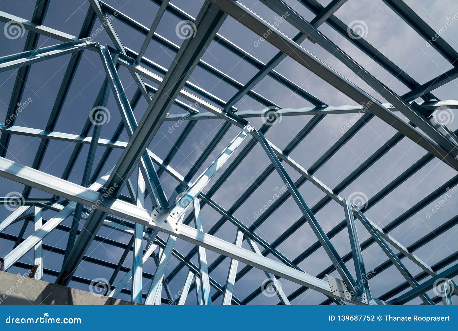 Structure of Steel Roof Frame for Building Construction Stock Photo ...