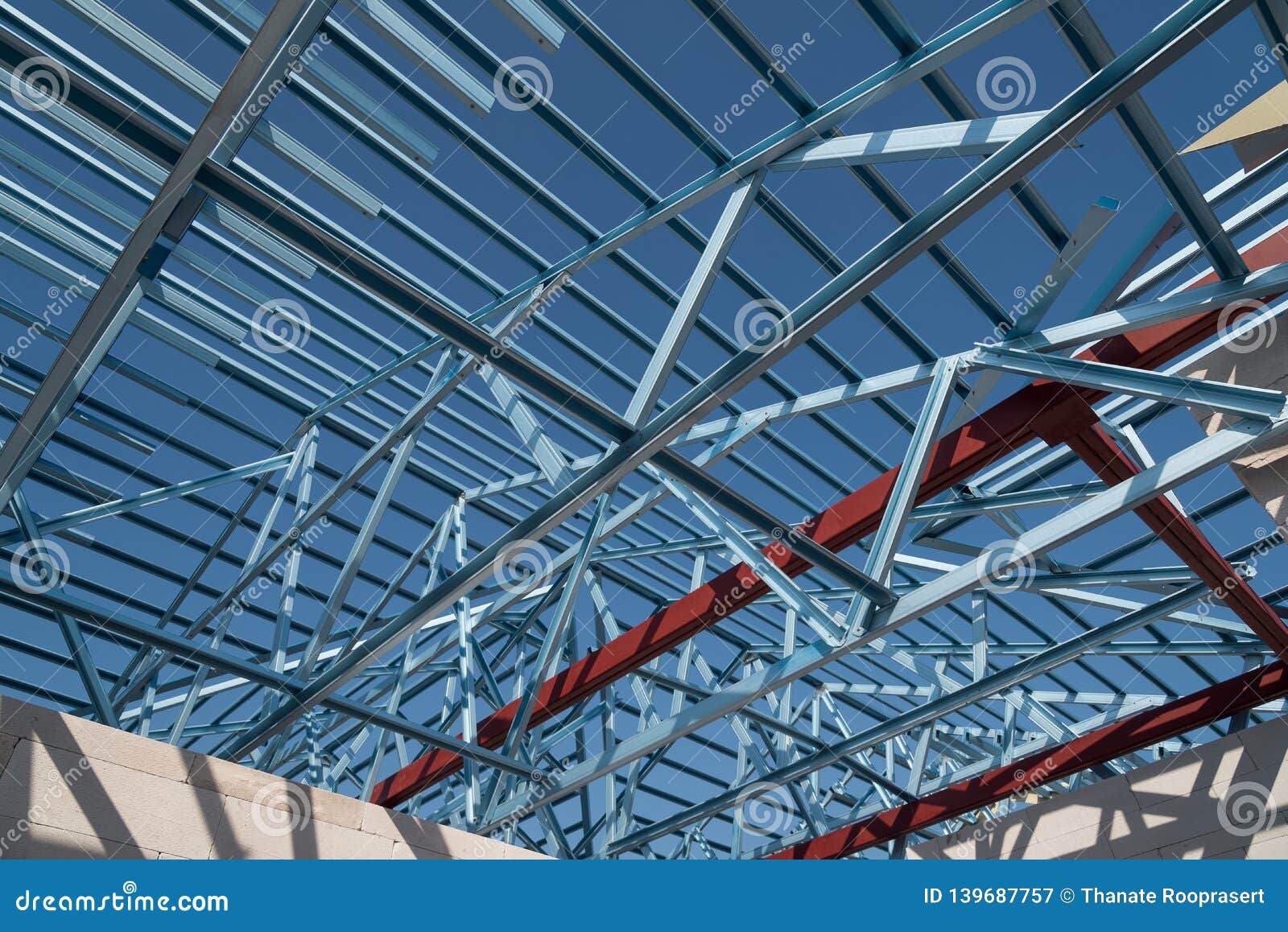 Structure of Steel Roof Frame for Building Construction Stock Image ...