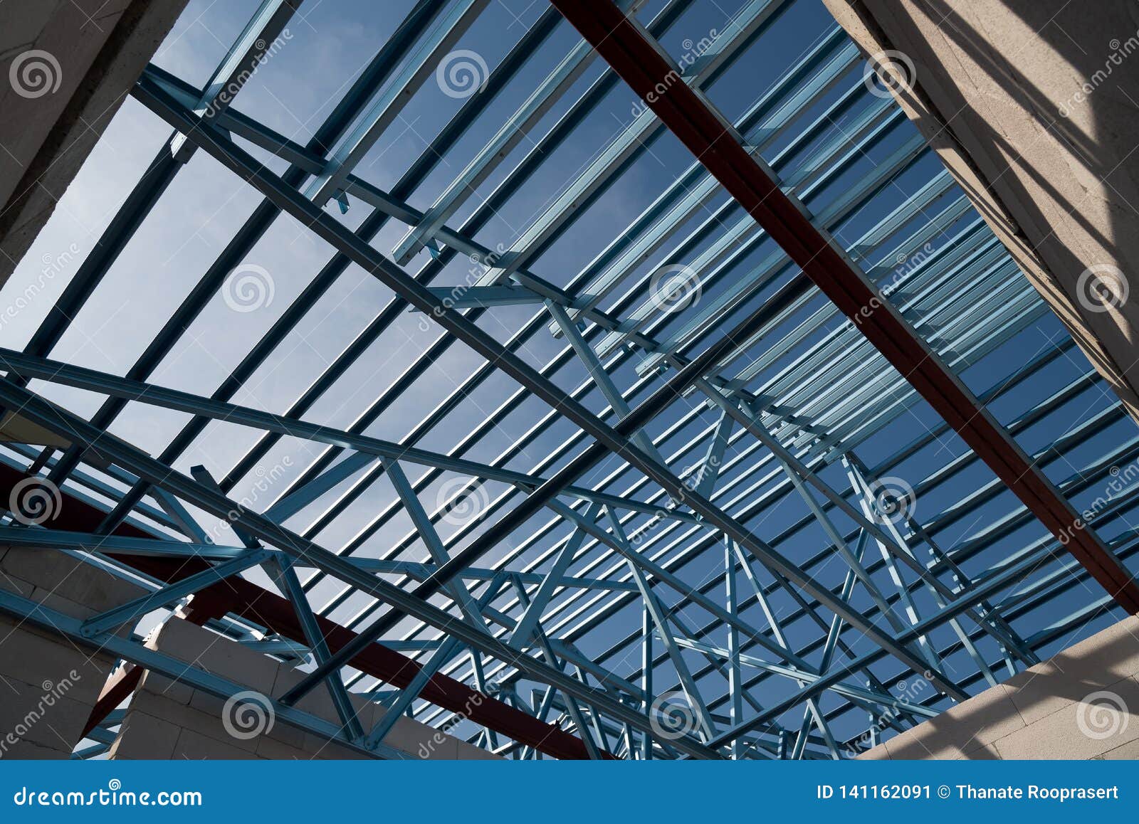 Structure of Steel Roof Frame for Building Construction Stock Image ...