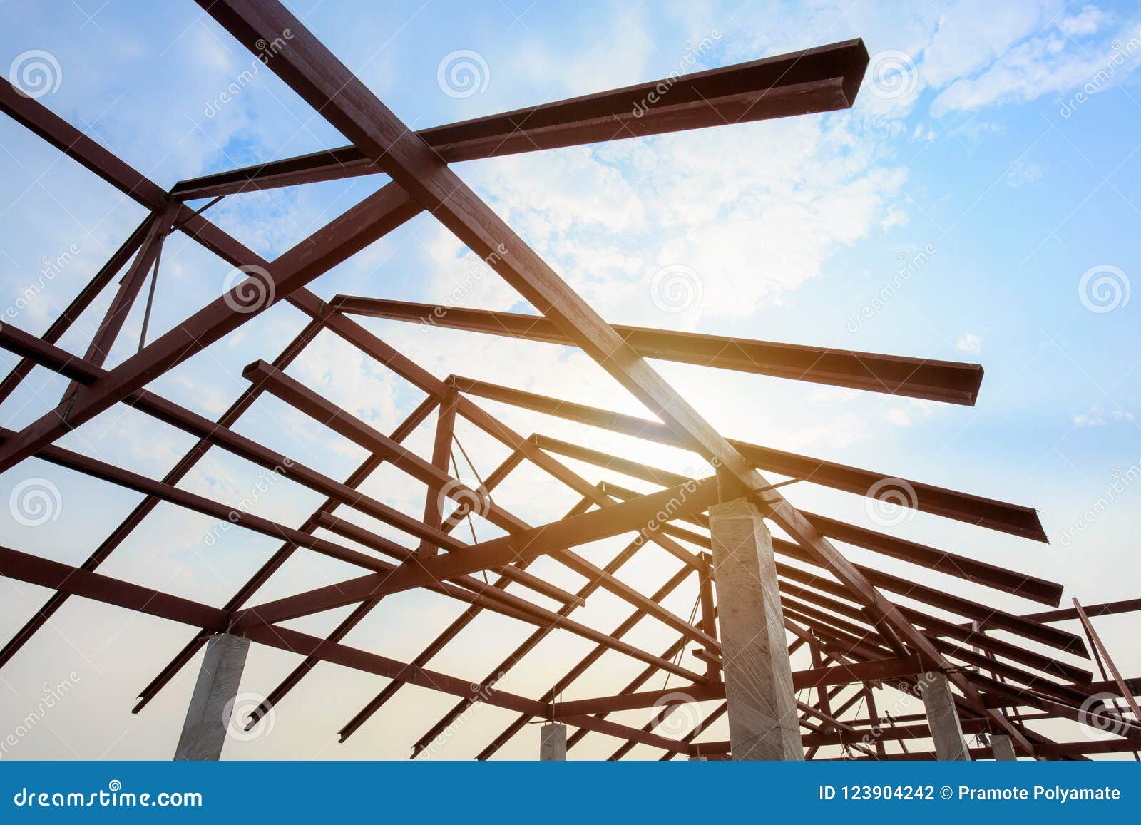 Structure of Steel Roof Frame for Building Construction on Sky B Stock ...