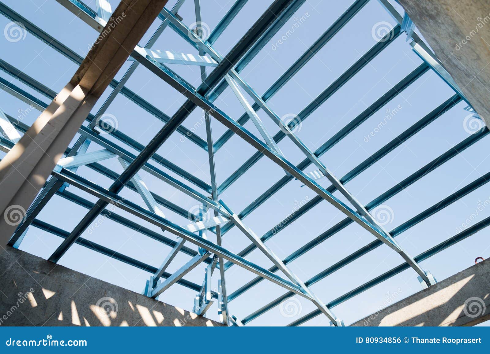Structure of steel roof. stock photo. Image of beam, architecture ...
