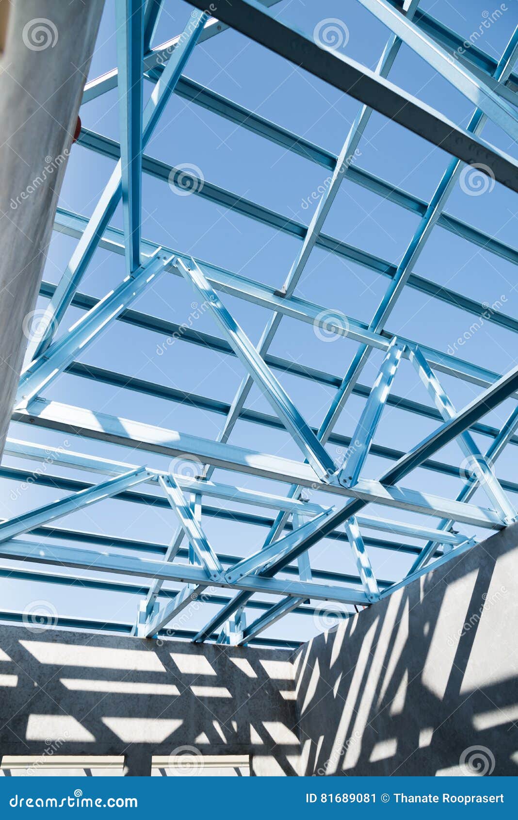Structure of steel roof. stock image. Image of detail - 81689081