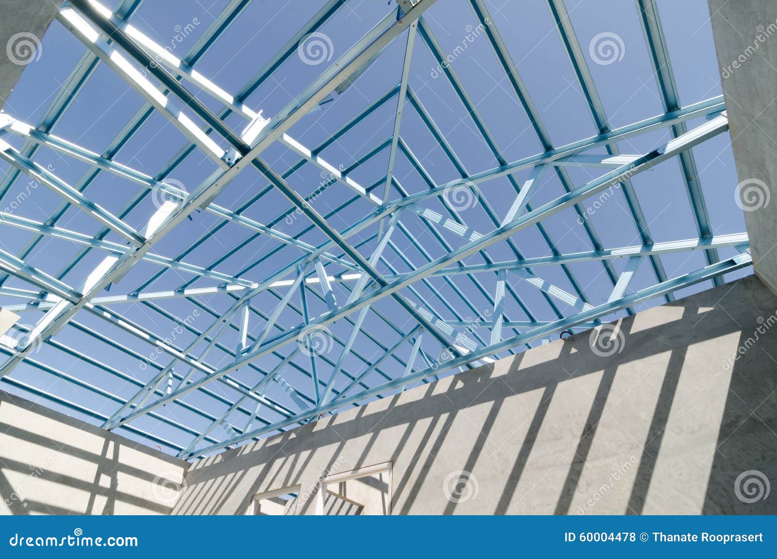 Structure of steel roof. editorial stock photo. Image of people - 60004478