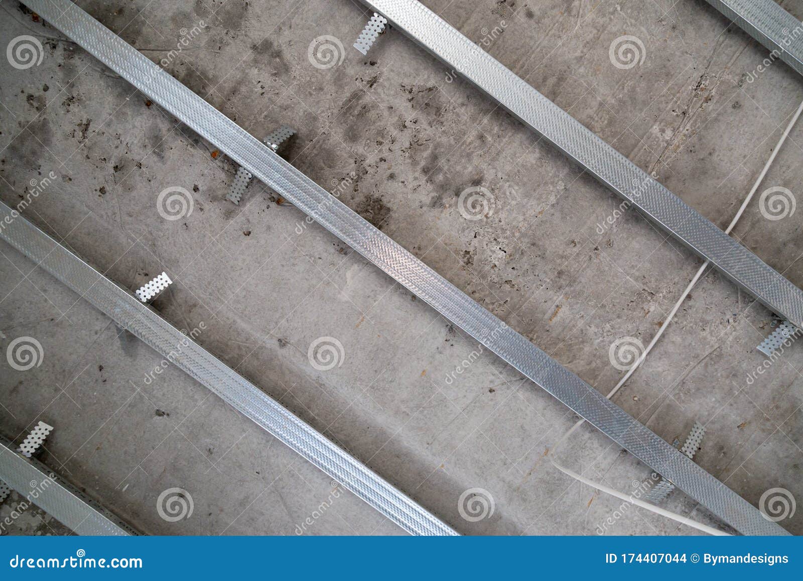 Structure of Suspended Ceiling Structure, before Installation of Gypsum ...