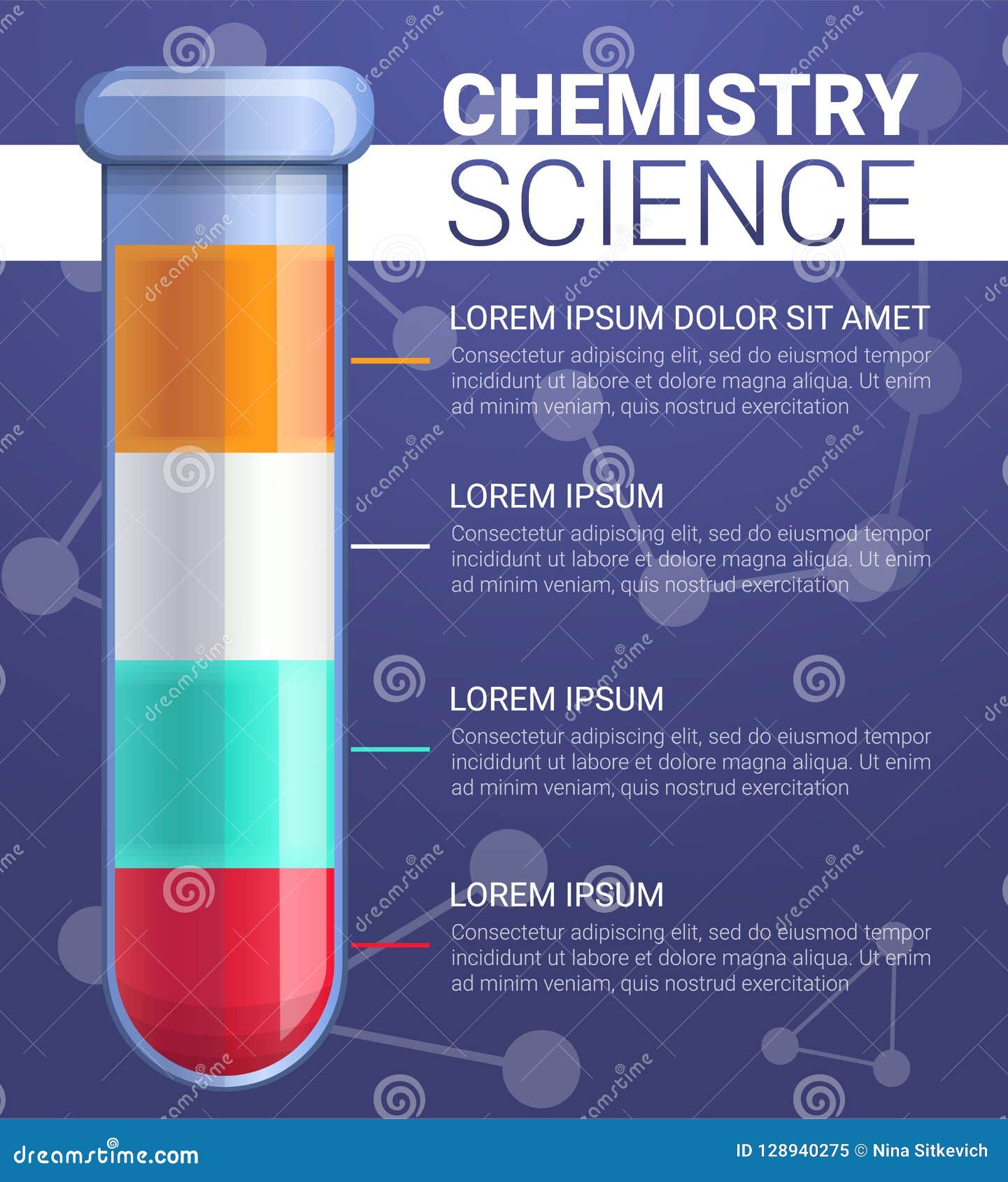 Structure of Test Tube Substance Concept Background, Cartoon Style ...