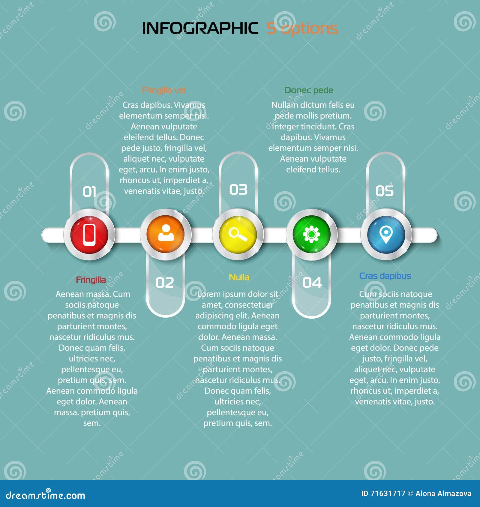Structure Timeline 5 Steps Horizontal Infographic Element Stock ...
