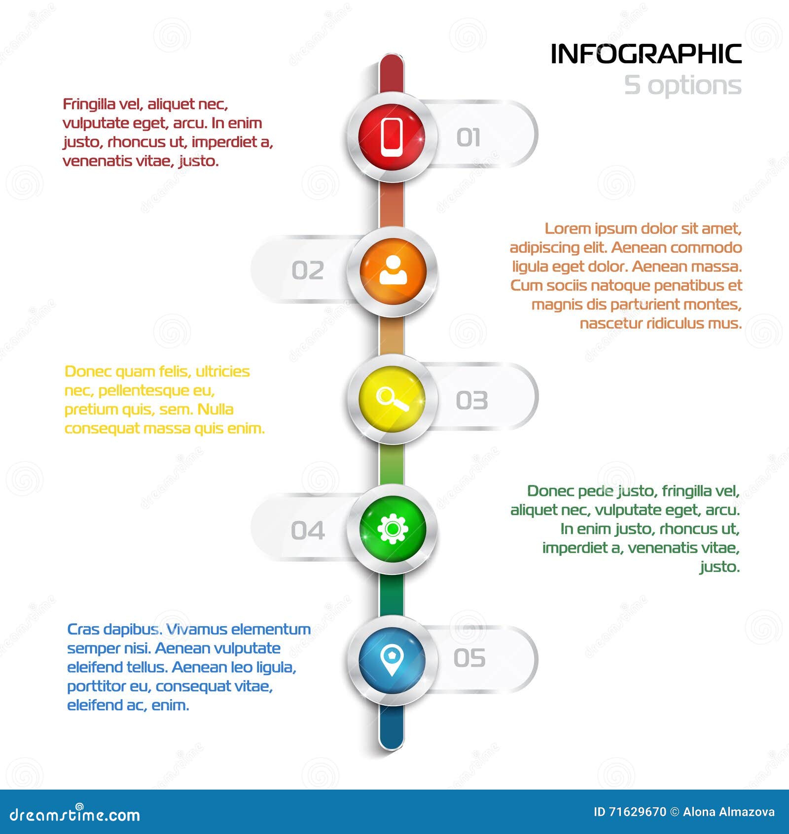 Structure Timeline. 5 Steps Vertical Timeline Stock Illustration ...