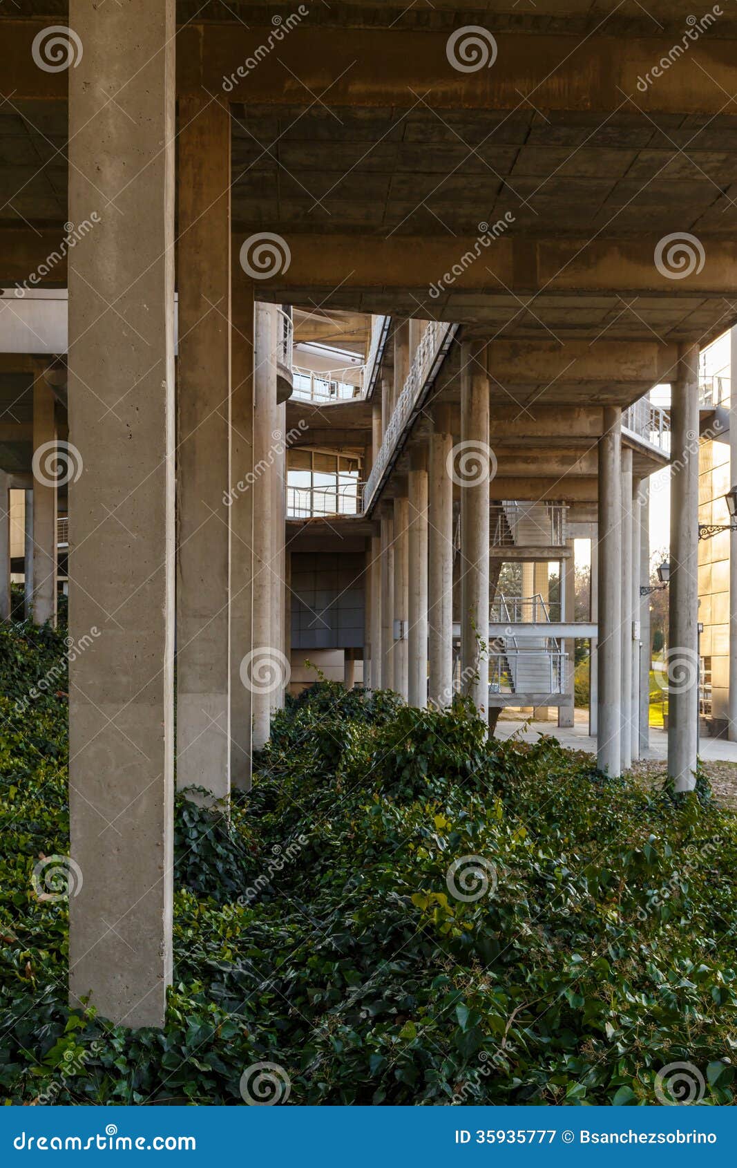 Structure Under the Building with Pillars Stock Image - Image of ...