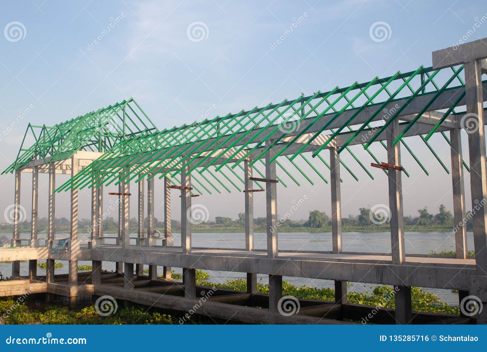 Structure of Walk Way Near River, Building Construction Stock Photo ...