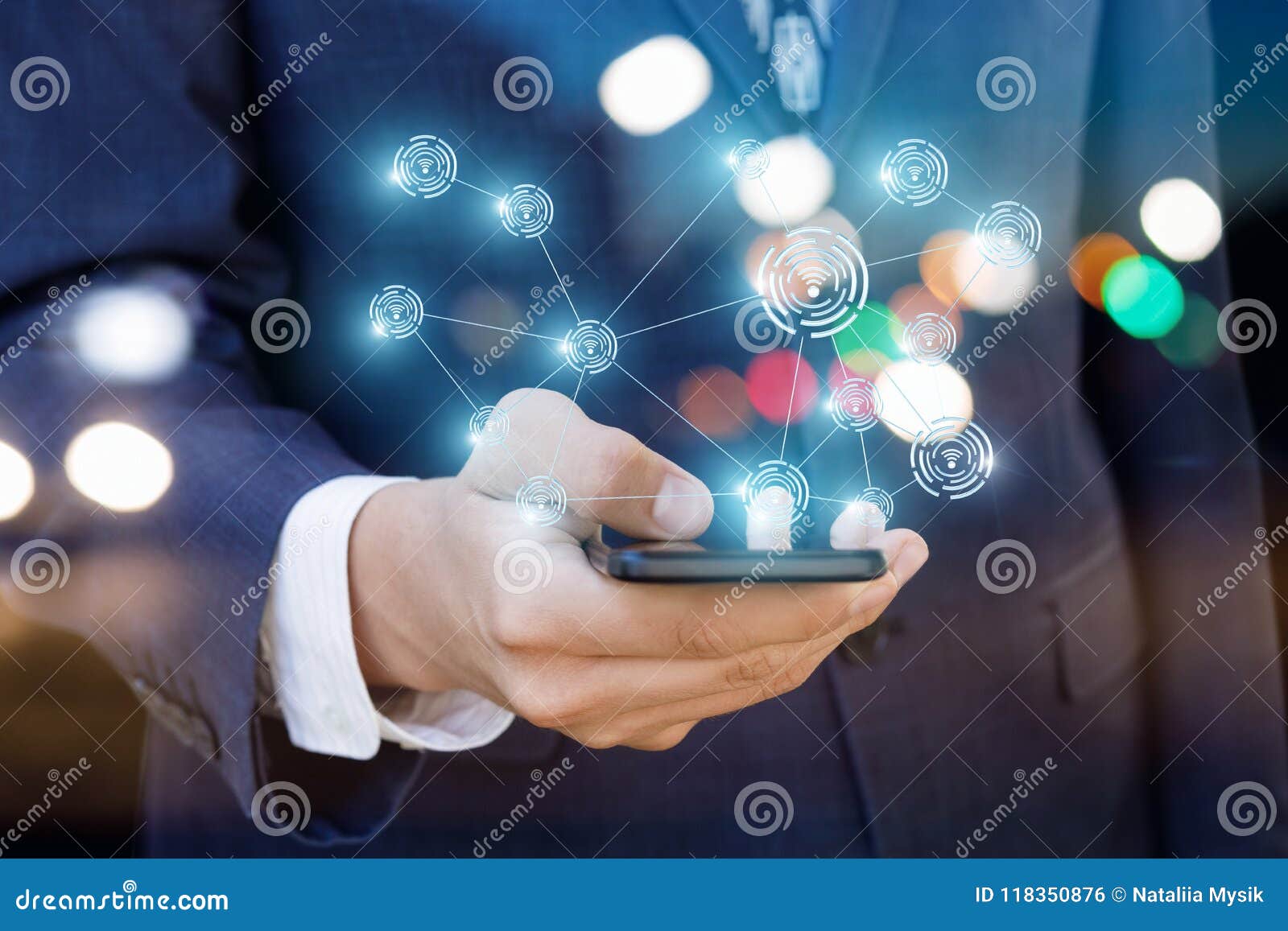 Structure of the Wifi Network in the Mobile Phone. Stock Photo - Image ...