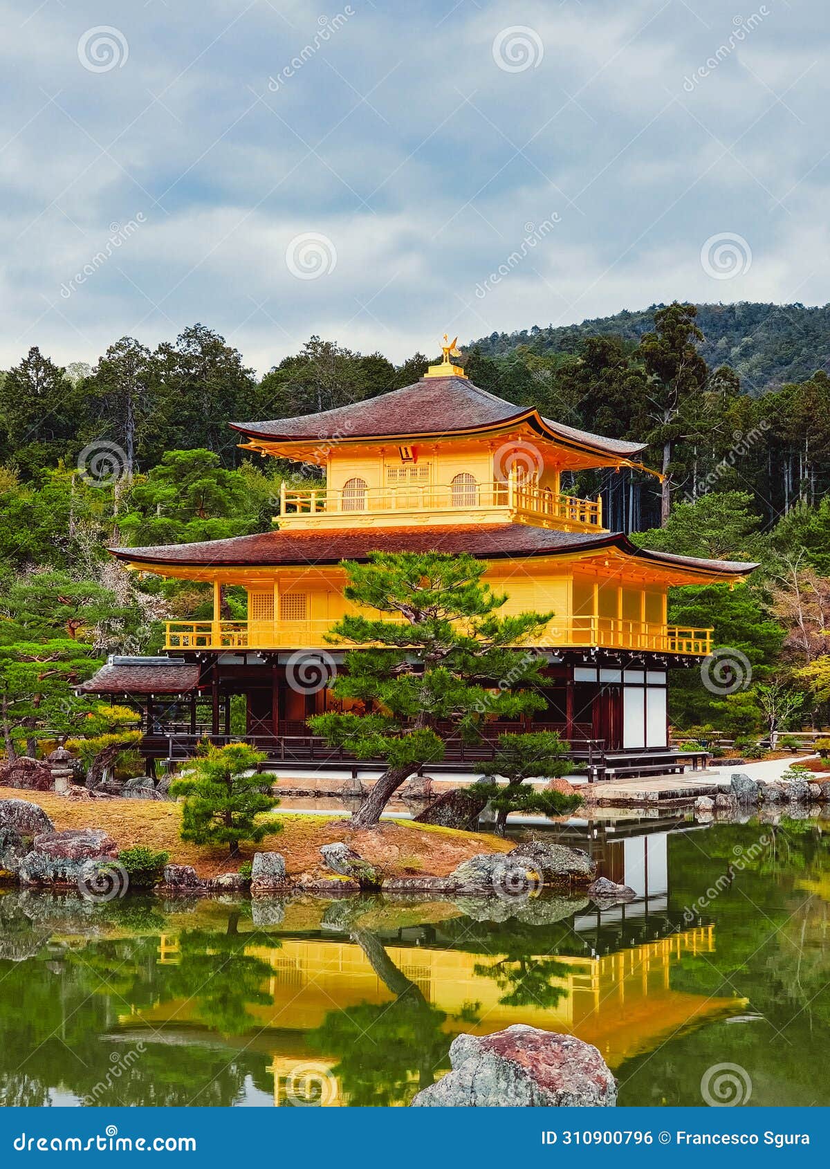 Structure of a Yellow Temple in Japan Stock Photo - Image of pagoda ...