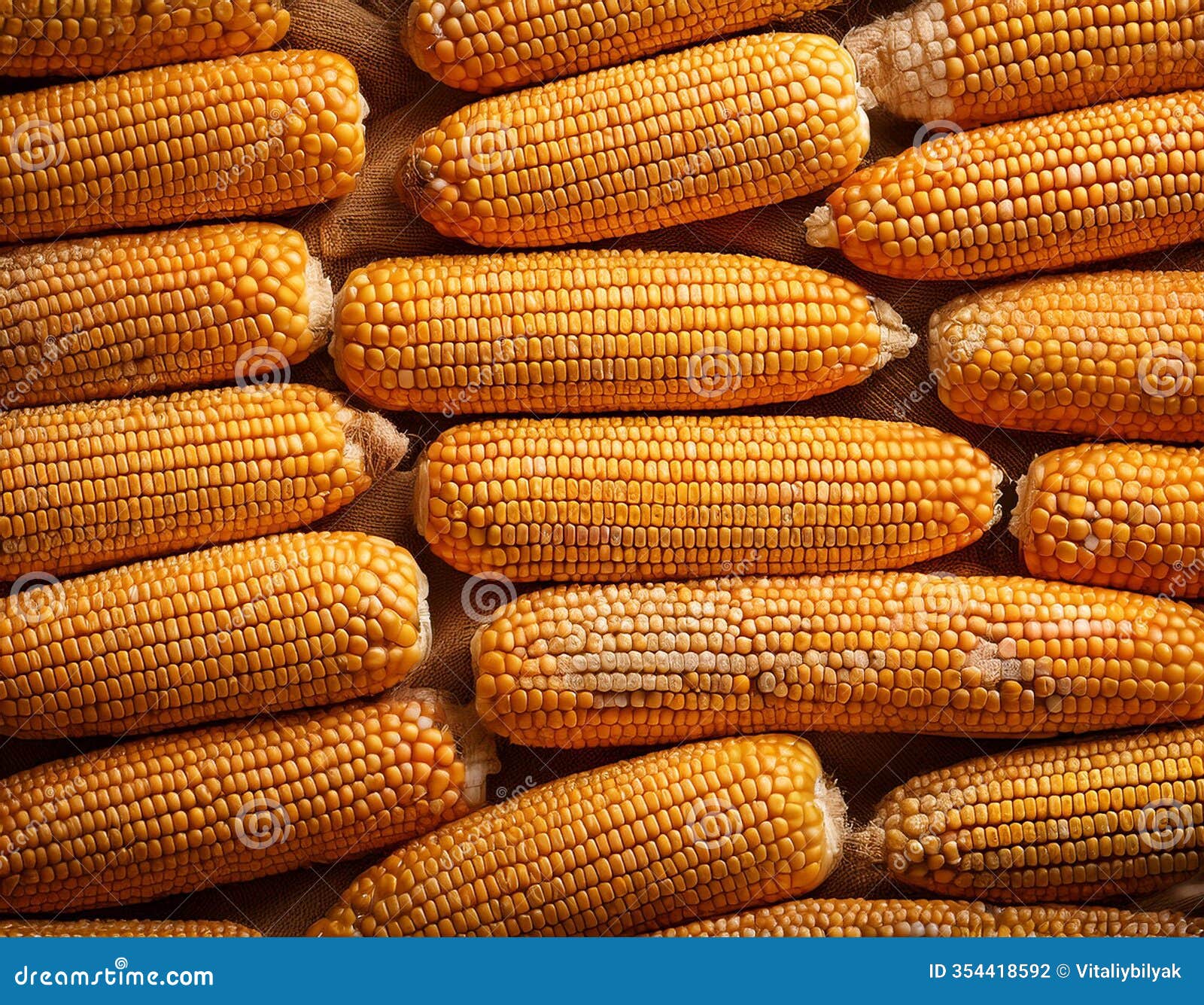 A Structured Grid of Freshly Harvested Corn Cobs Stock Illustration ...