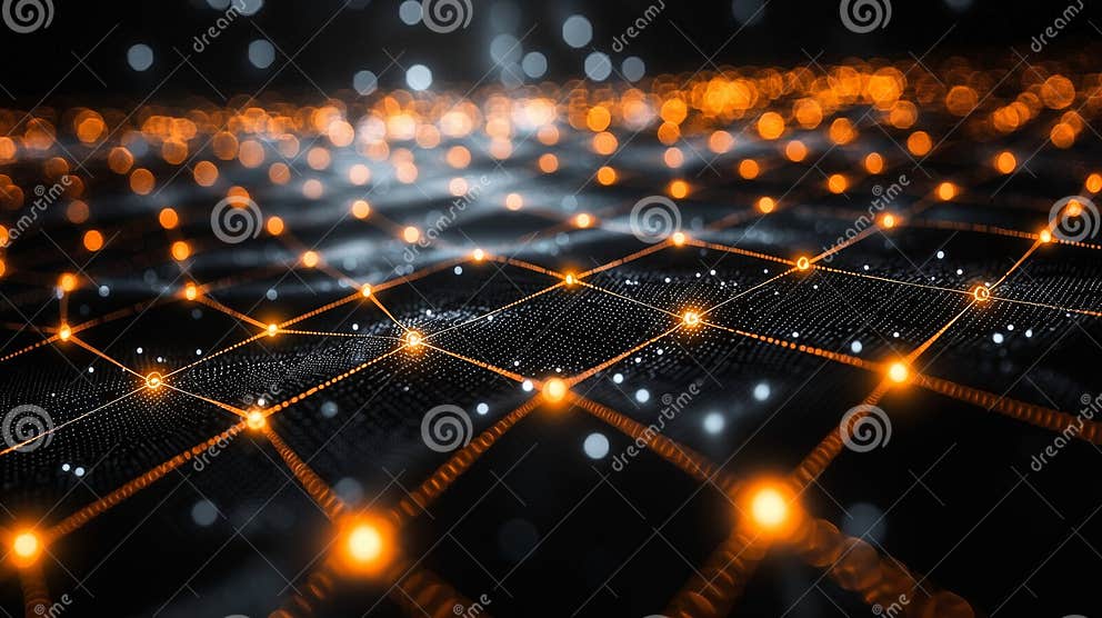 Networking Concept with Connected Nodes and Light Trails Stock ...