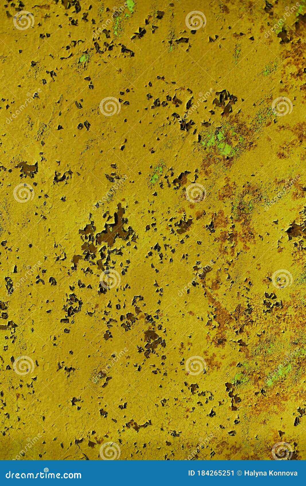 Structured Surface of Aged Yellow Rusty Wall with Peeling Paint Stock ...