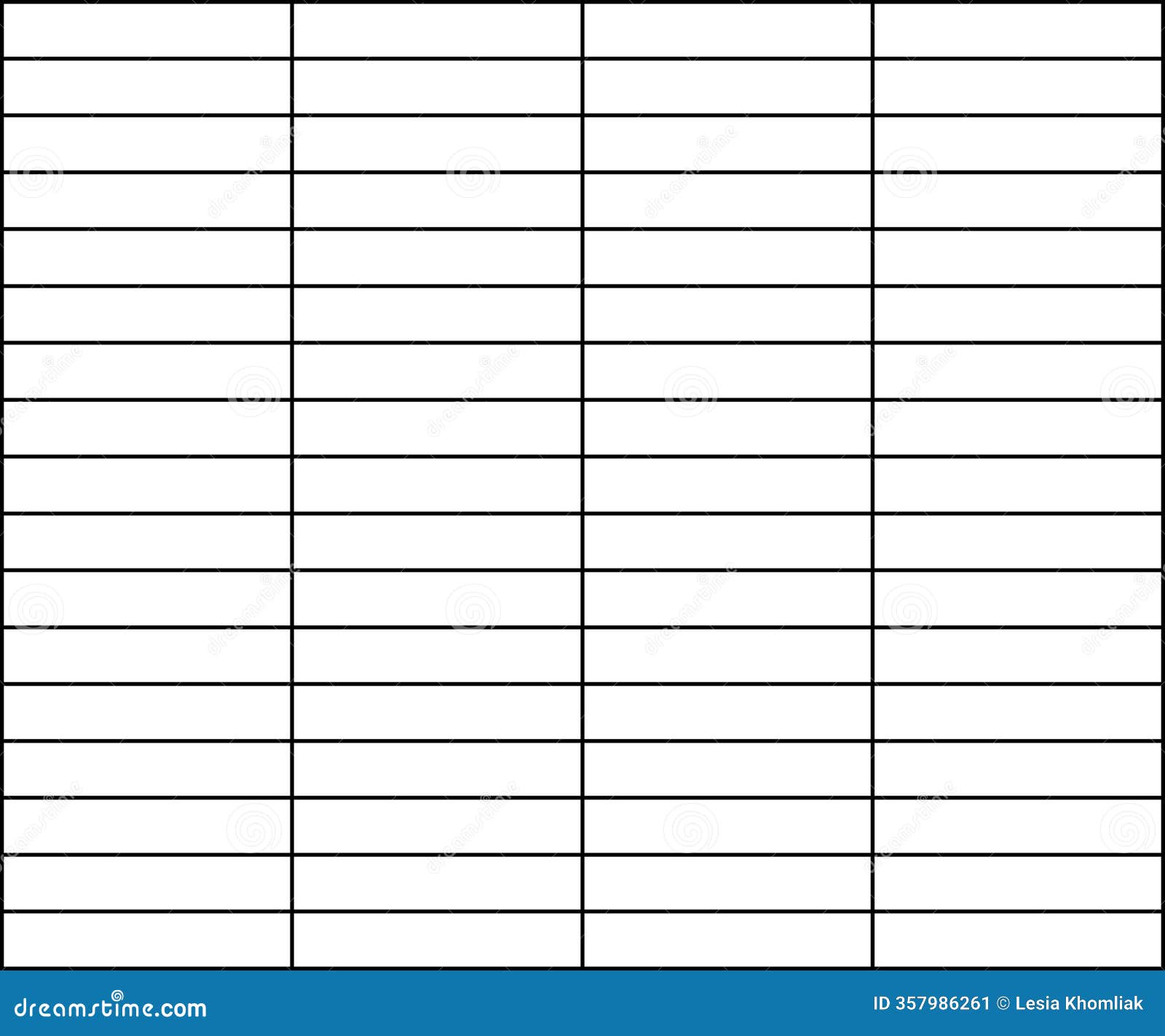 Structured Table Grid With Multiple Rows And Columns Stock Illustration
