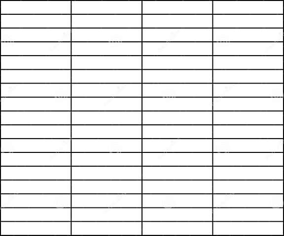 Structured Table Grid With Multiple Rows And Columns Stock Illustration