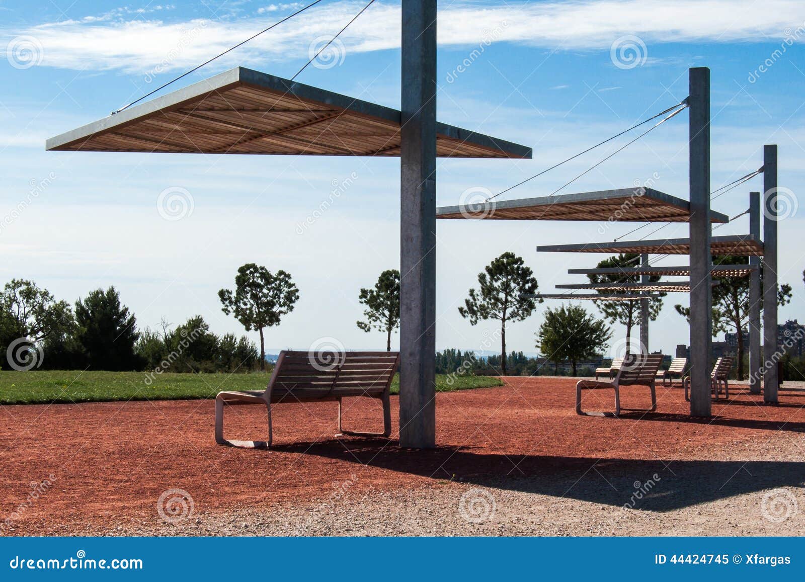 Structures of Benches and Shade Platforms Stock Image - Image of bench ...