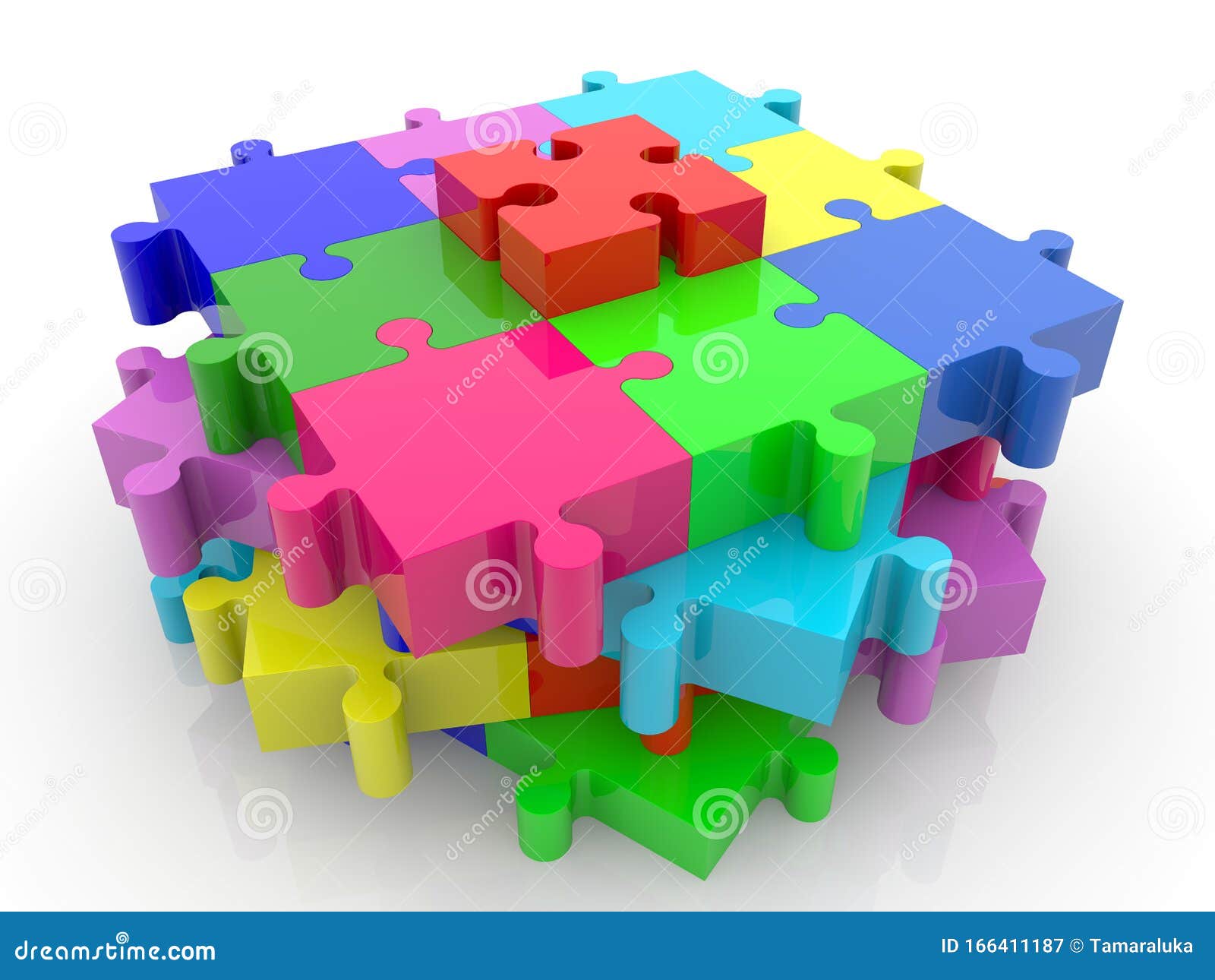 Structures from Colorful Puzzle on a White Stock Illustration ...