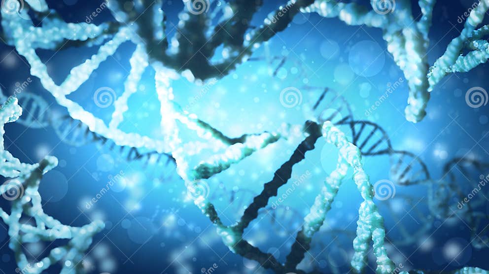 Structures of DNA on Light Blue Background. Illustration Stock ...