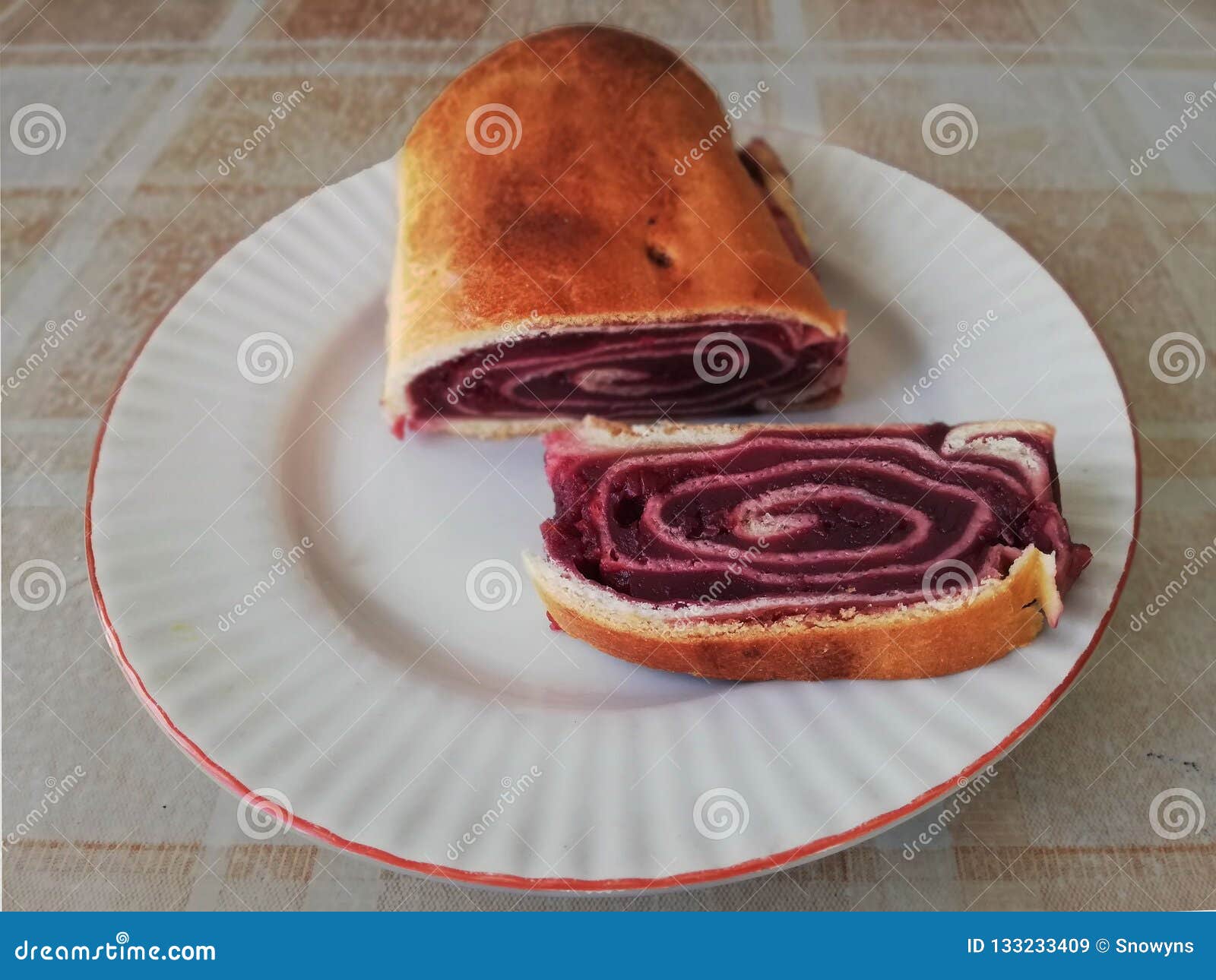 Strudel with Cherry on the Plate Stock Image - Image of plate, cook ...