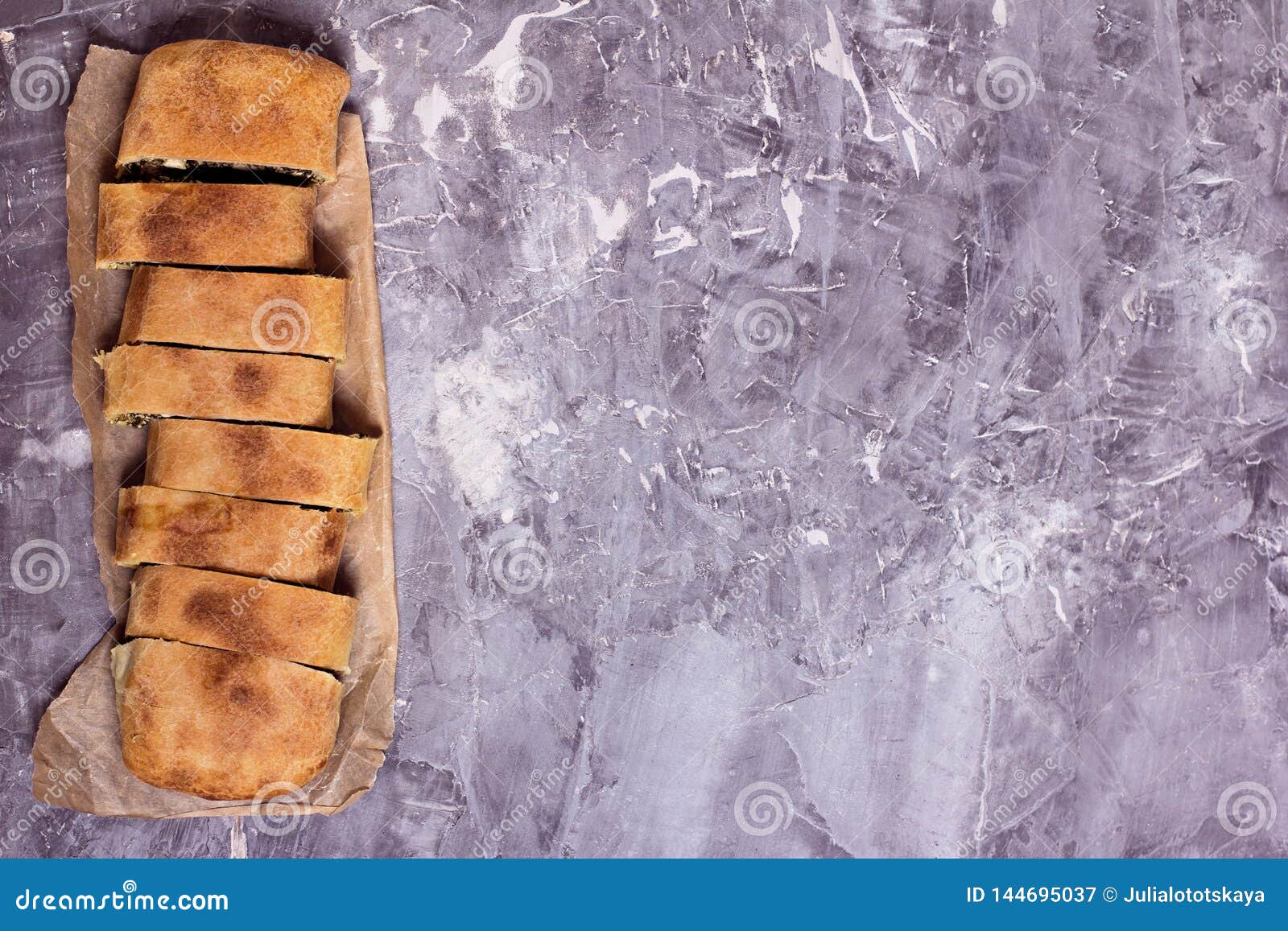 Strudel on a Concrete Background Stock Image - Image of german, pear ...