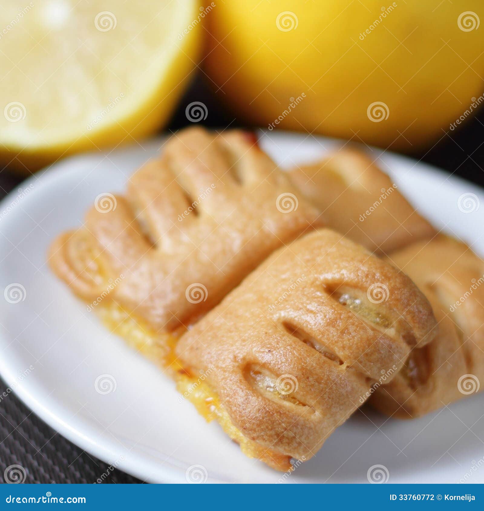 Strudel with lemon stock photo. Image of squares, cream - 33760772
