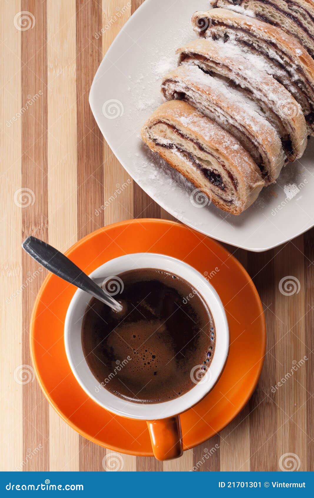 Strudel wit coffee stock image. Image of meal, delicious - 21701301