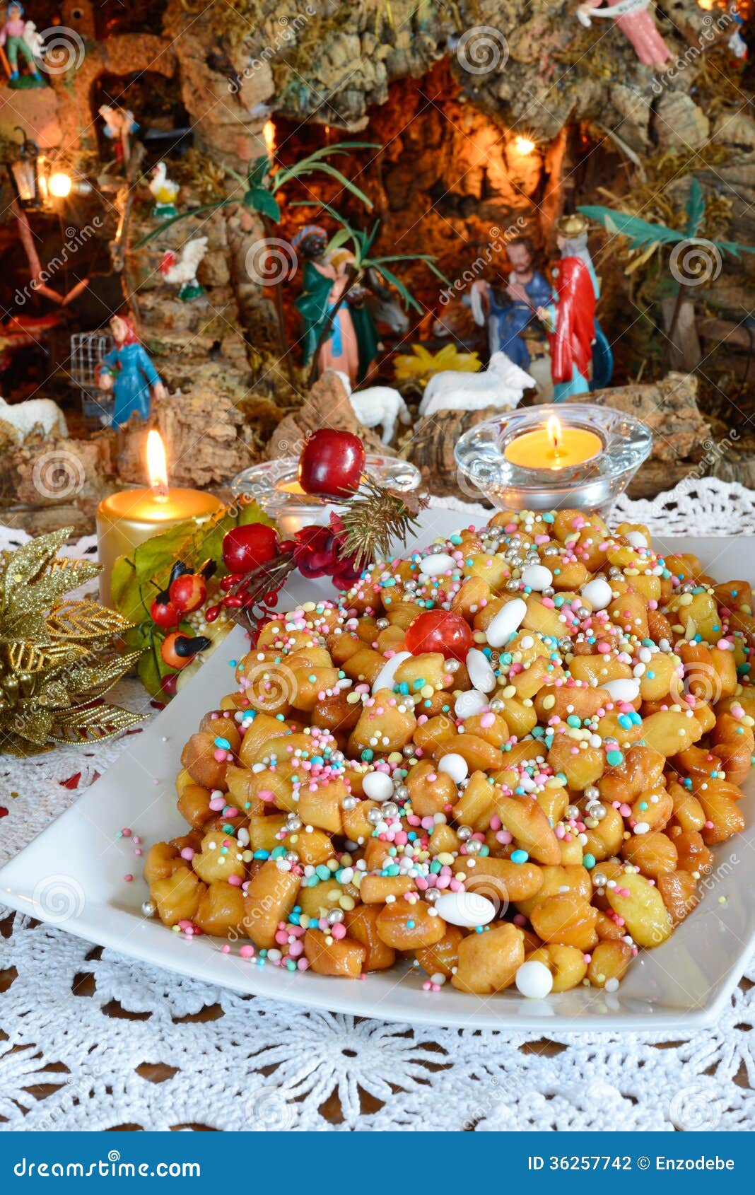 Struffoli stock photo. Image of party, italian, honey - 36257742