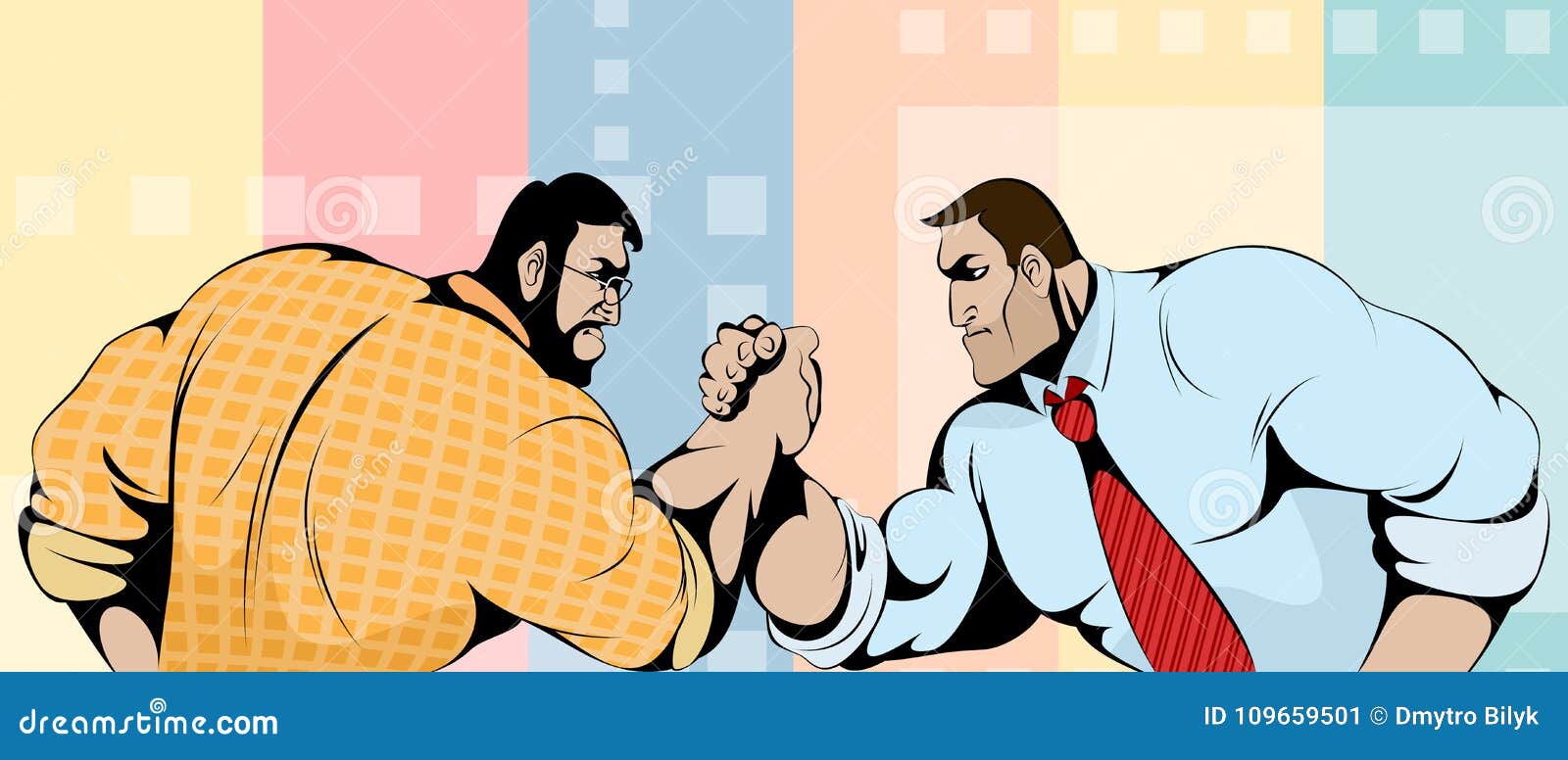 Struggle Between Businessmen For A Big Lightbulb. Big Idea. Vector ...