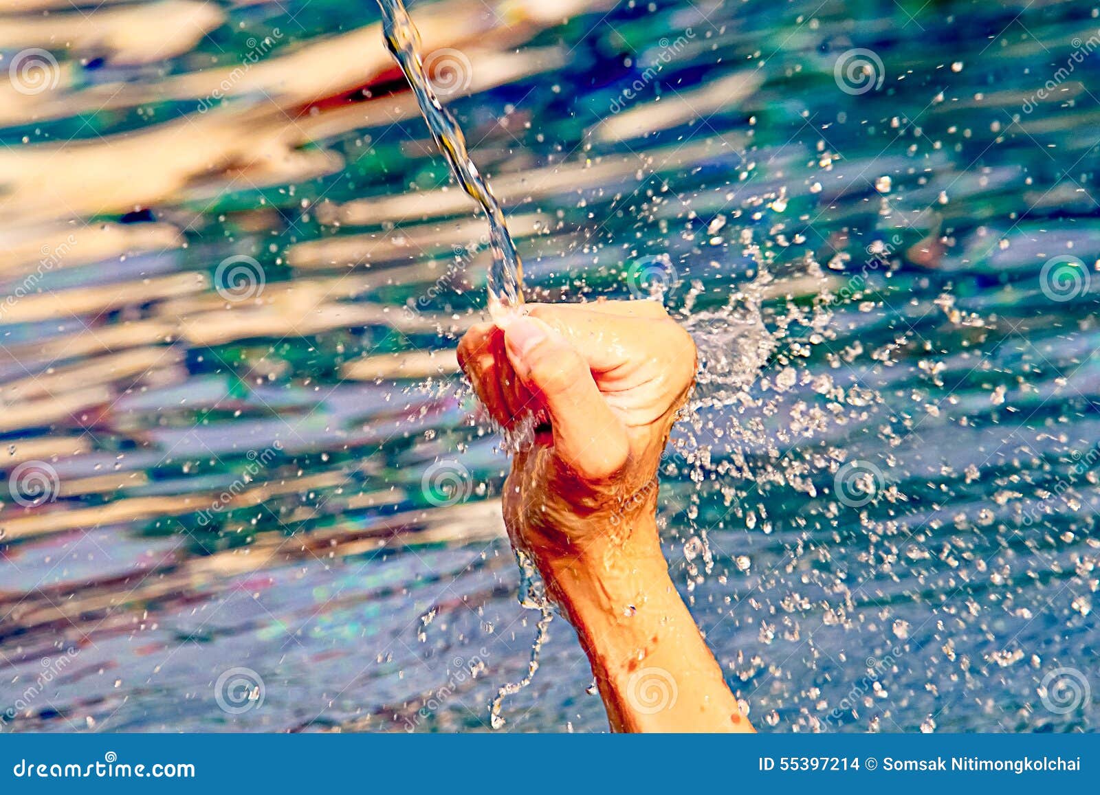 Struggle Concept : Human Hand with the Water Fall Down To the Fist ...