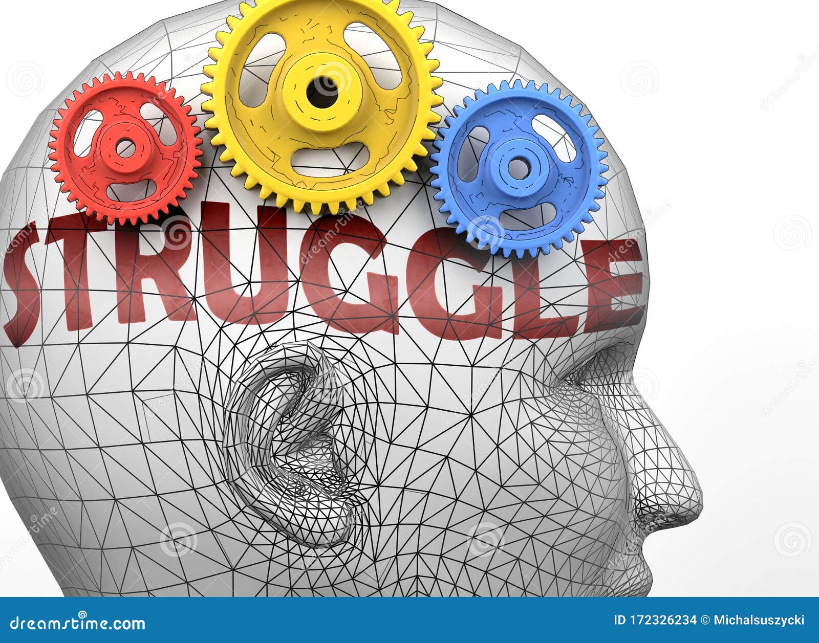 Struggle and Human Mind - Pictured As Word Struggle Inside a Head To ...