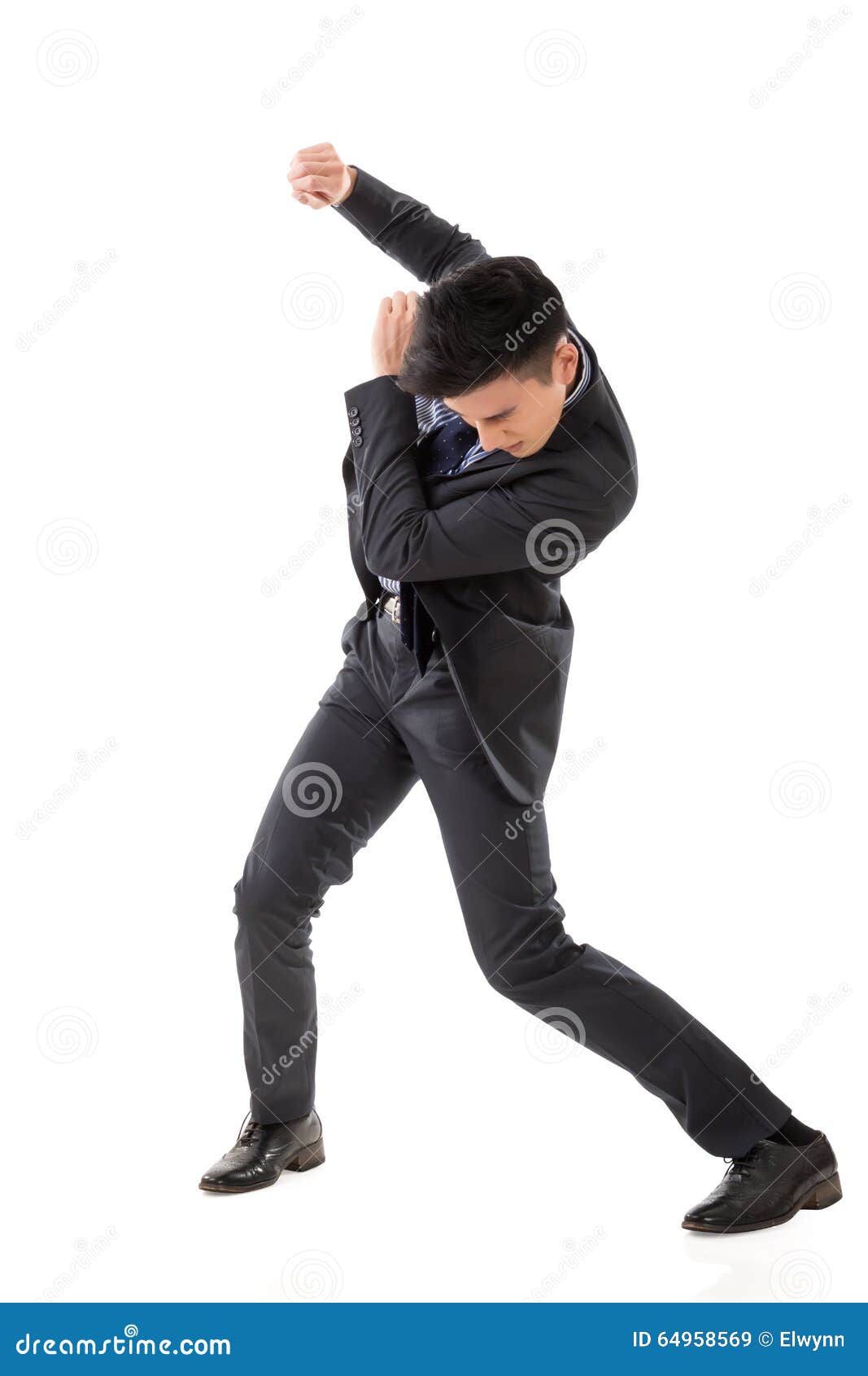 Struggle Pose of Asian Business Man Stock Image - Image of length, push ...