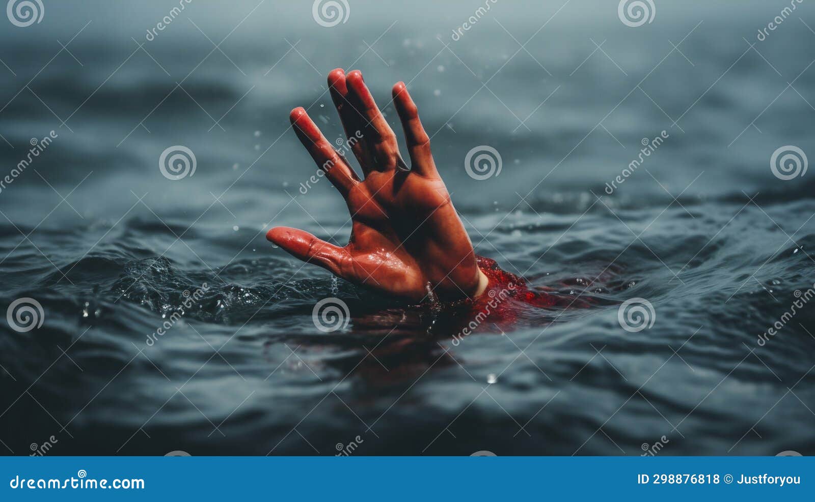 Struggle for Survival: Hand Emerging from Water. Generative Ai Stock ...