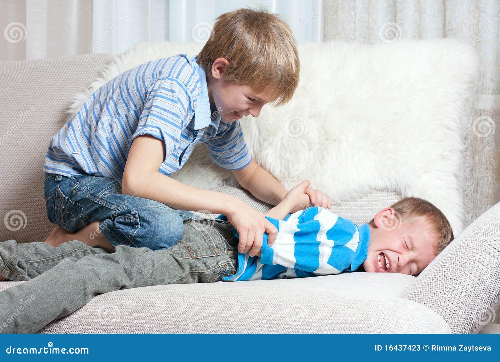Struggle between Two Brothers Stock Image - Image of home, adolescent ...