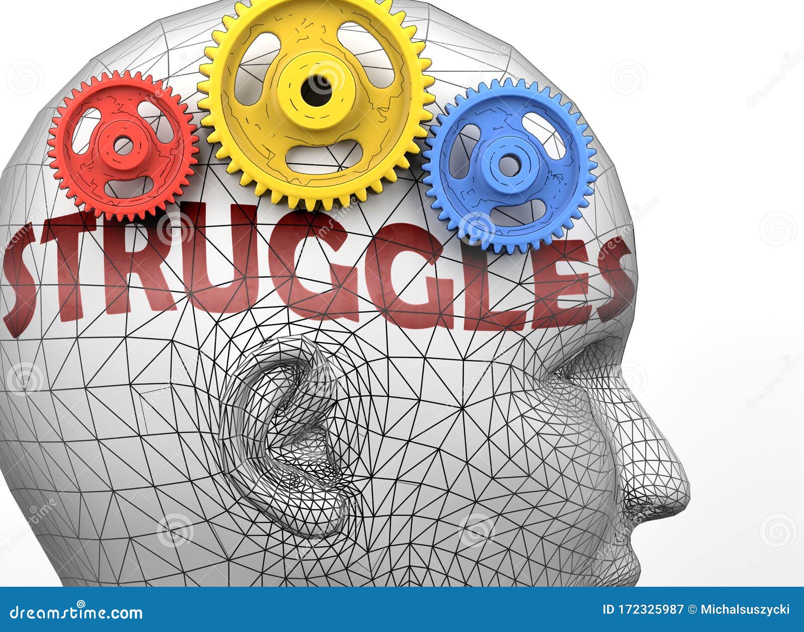 Struggles and Human Mind - Pictured As Word Struggles Inside a Head To ...
