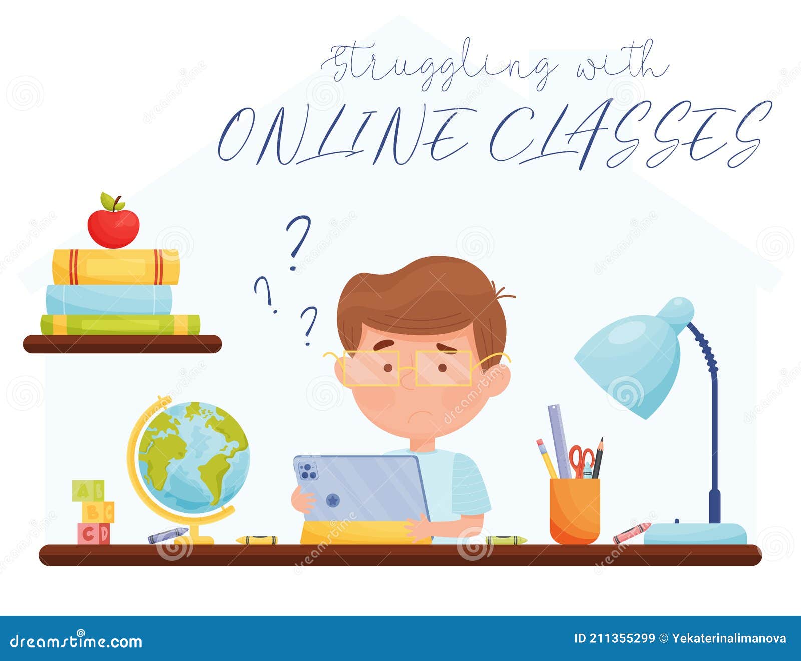 Struggling with Online Classes. Confused Boy during Online Classes ...