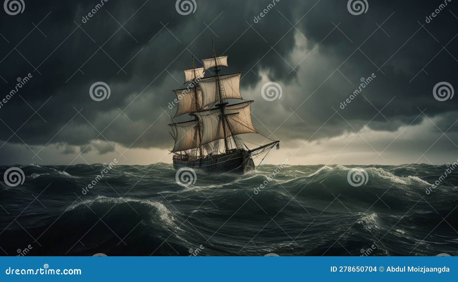 Struggling from Storm Sailing-ship Stock Illustration - Illustration of turbulence, survival ...